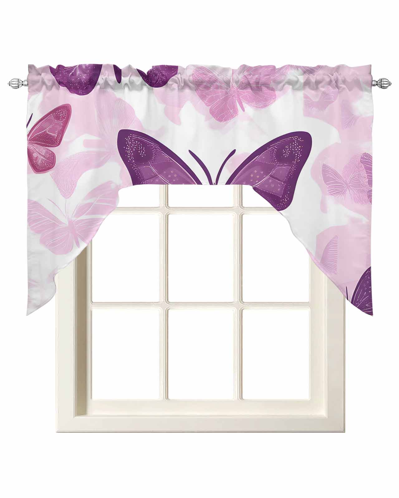 Purple Butterfly Kitchen Swag Valances for Windows, Spring Summer ...