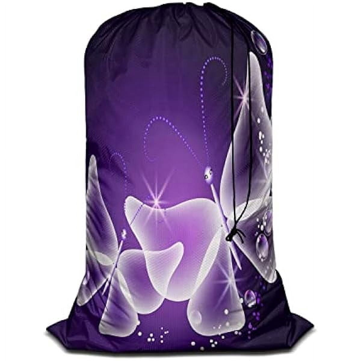 Purple Butterfly Laundry Bags 28" x 40", Magic Flying Animal Sparkle ...