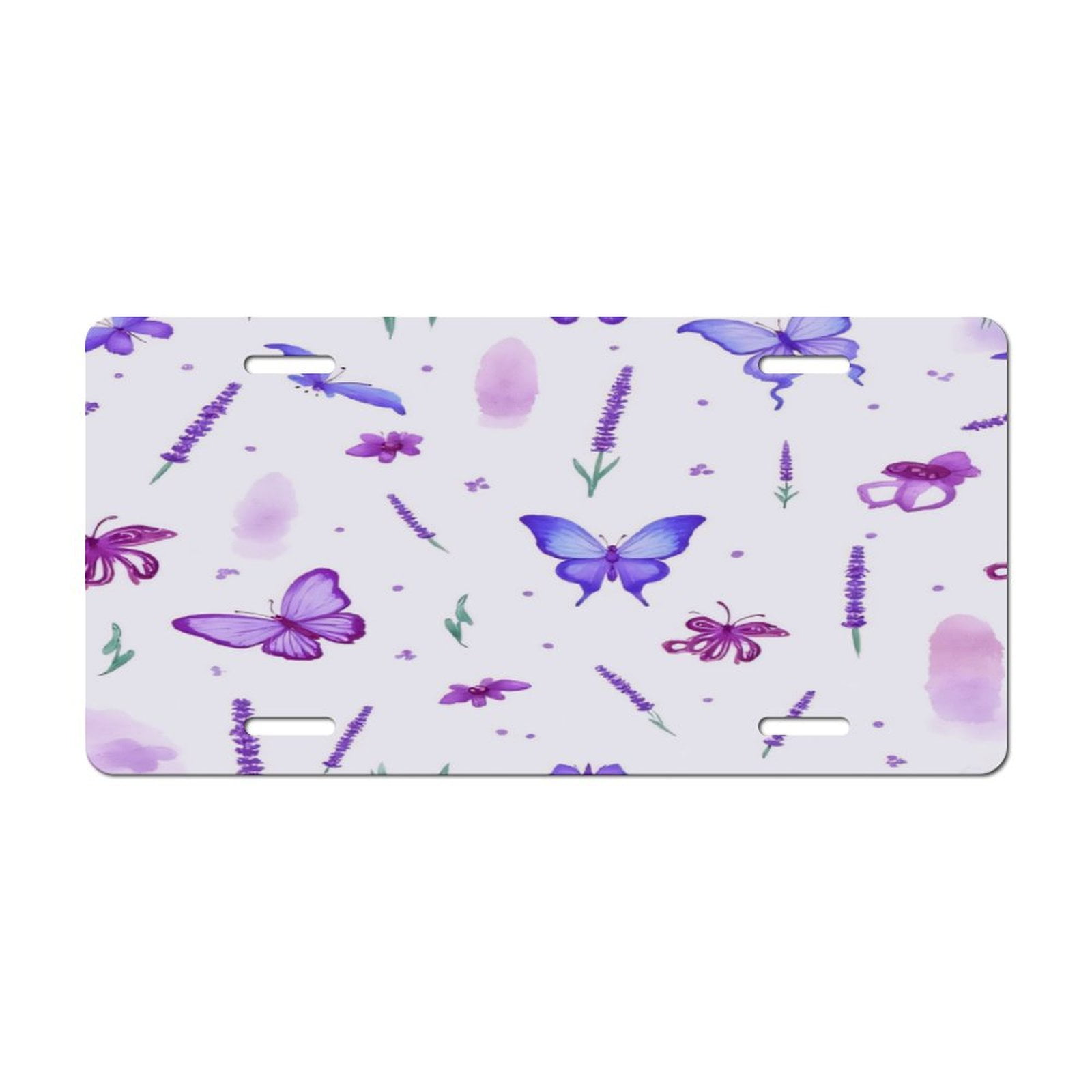 Purple Butterfly And Lavender Pattern Car Decorative Front License ...