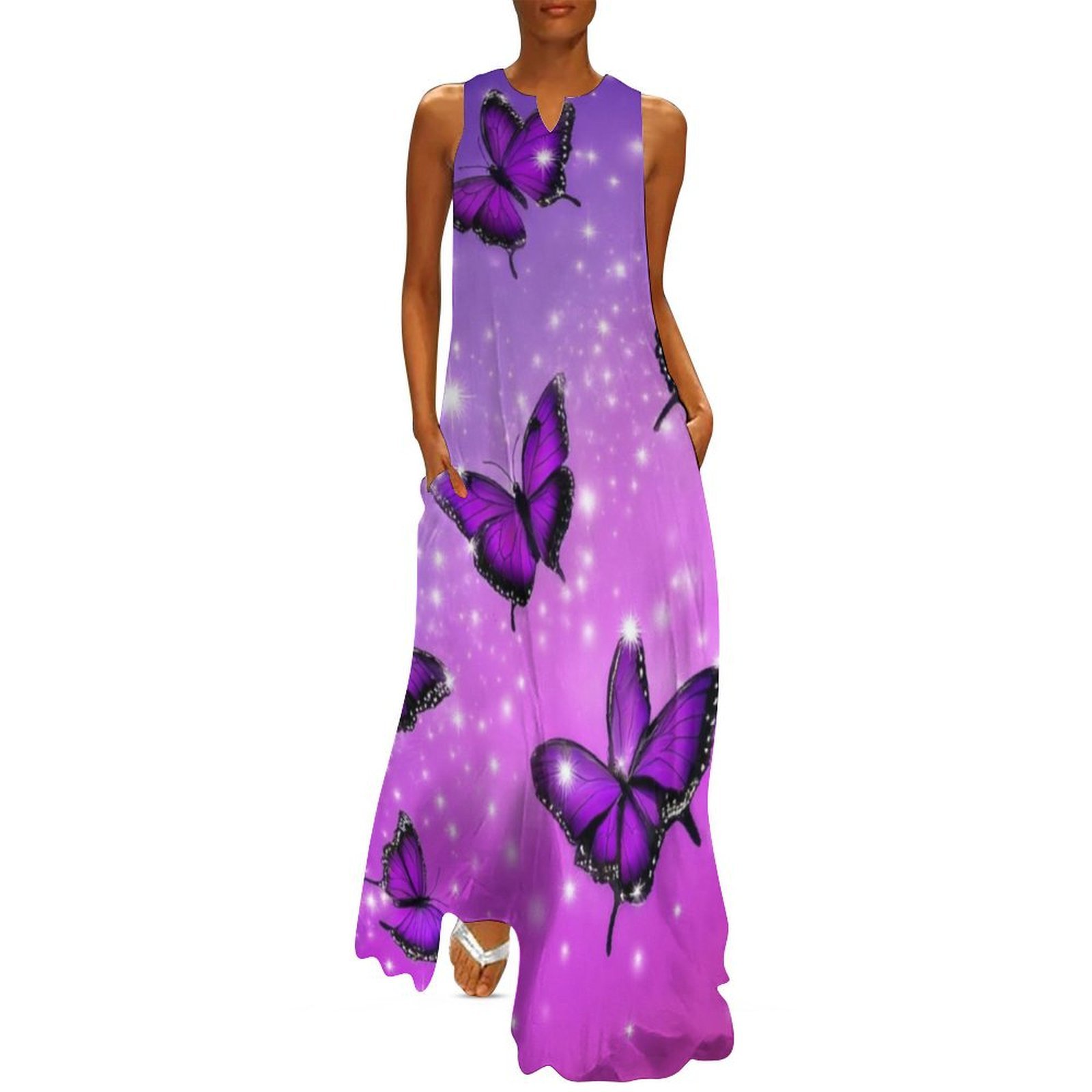 Purple Butterfly Long Dress luxury evening dresses women clothing new ...