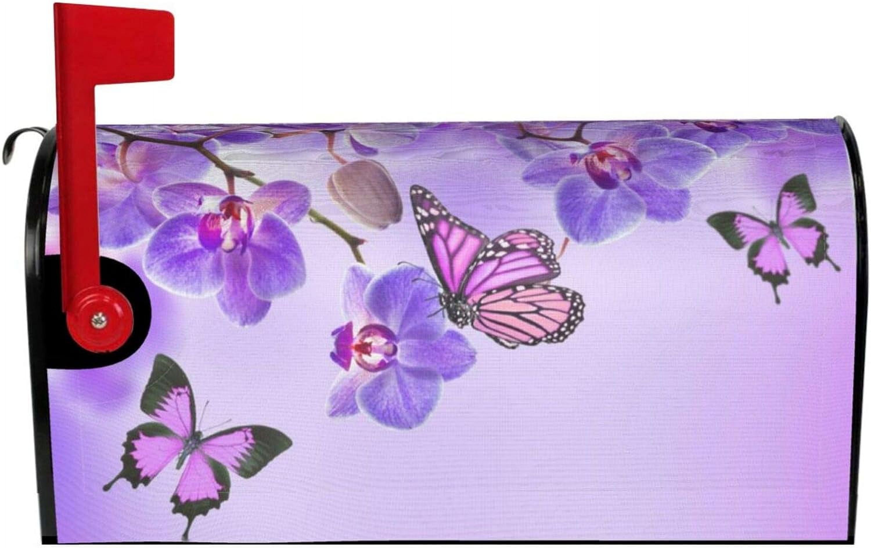 Purple Butterfly Mailbox Cover Mailbox Wraps, Waterproof Mailbox Covers ...