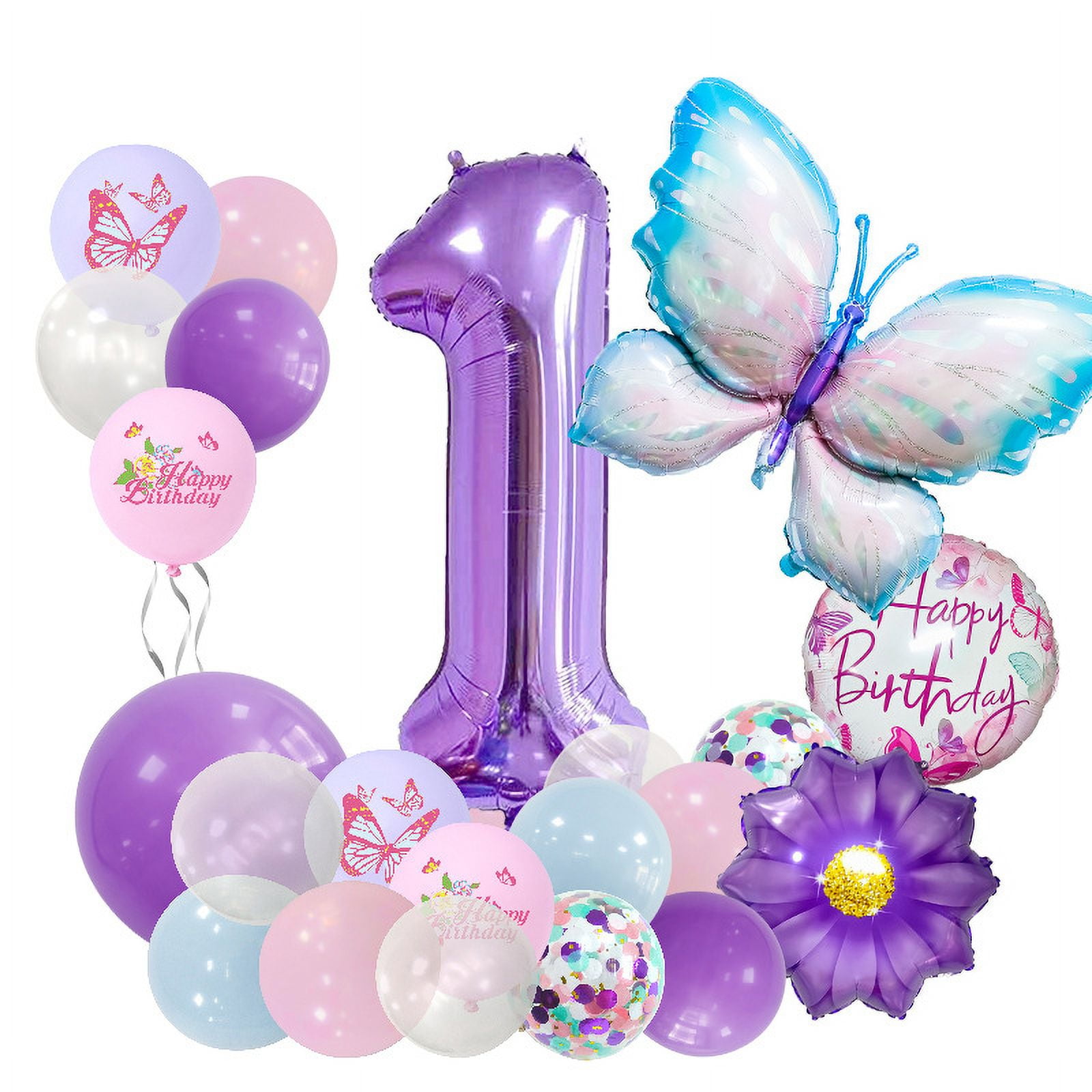 Purple Butterfly Number Balloon Set 1 2 3 4 5 6 7 8 9 Purple Number ...