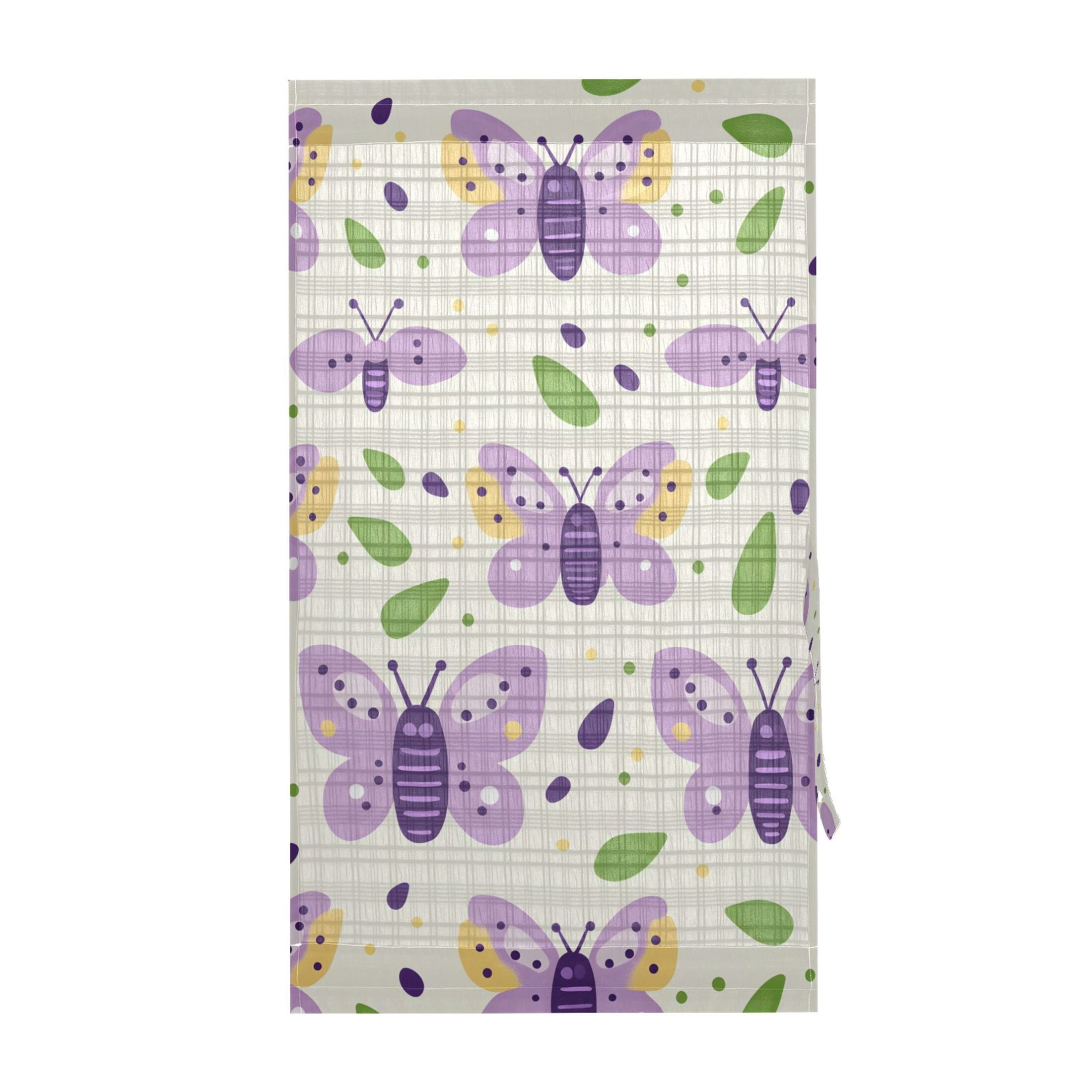 Purple Butterfly Pattern Door Curtain Blackout Thermal Insulated Door ...