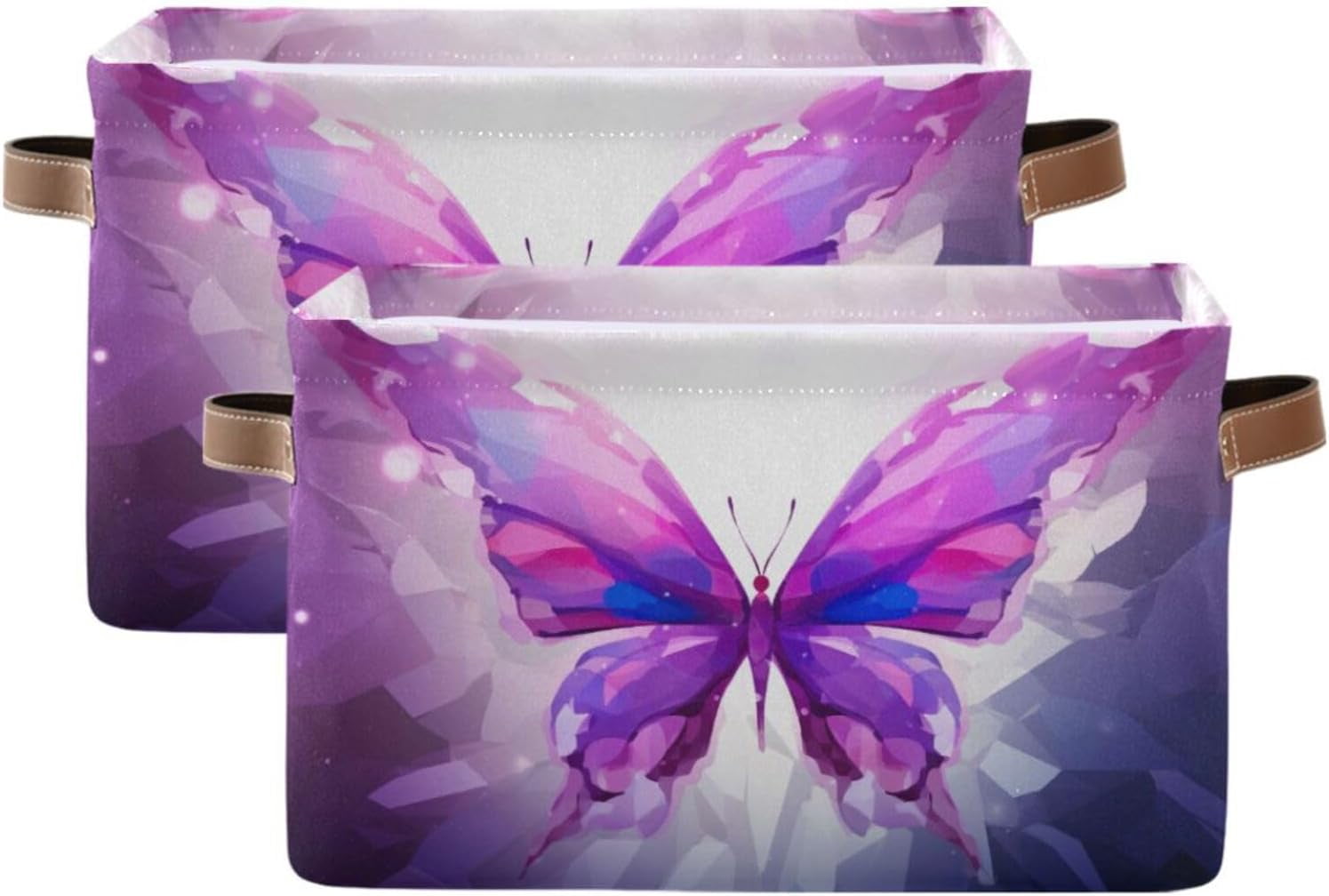 Purple Butterfly Rectangular Collapsible Canvas Storage Bins with ...