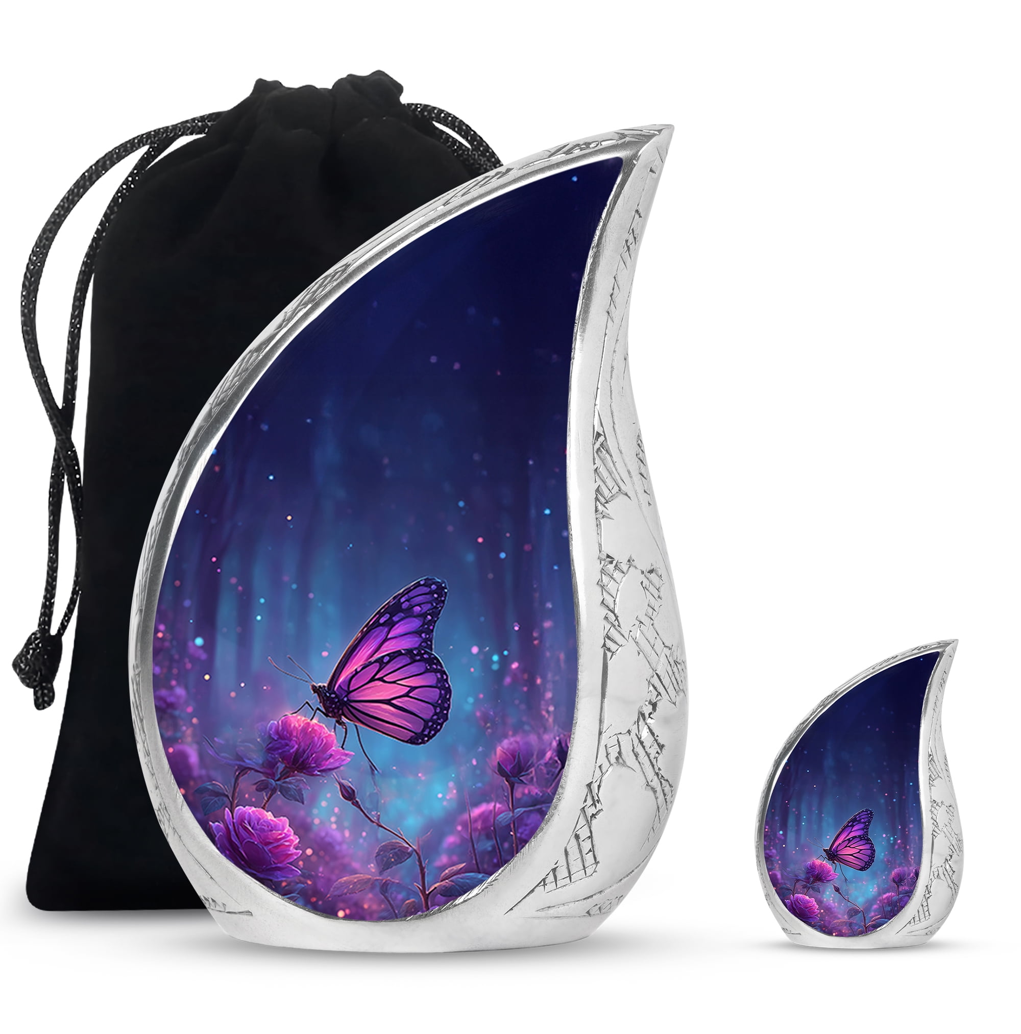 Purple Butterfly Small Urns For Ashes Adult Male - Large Cremation Urn ...