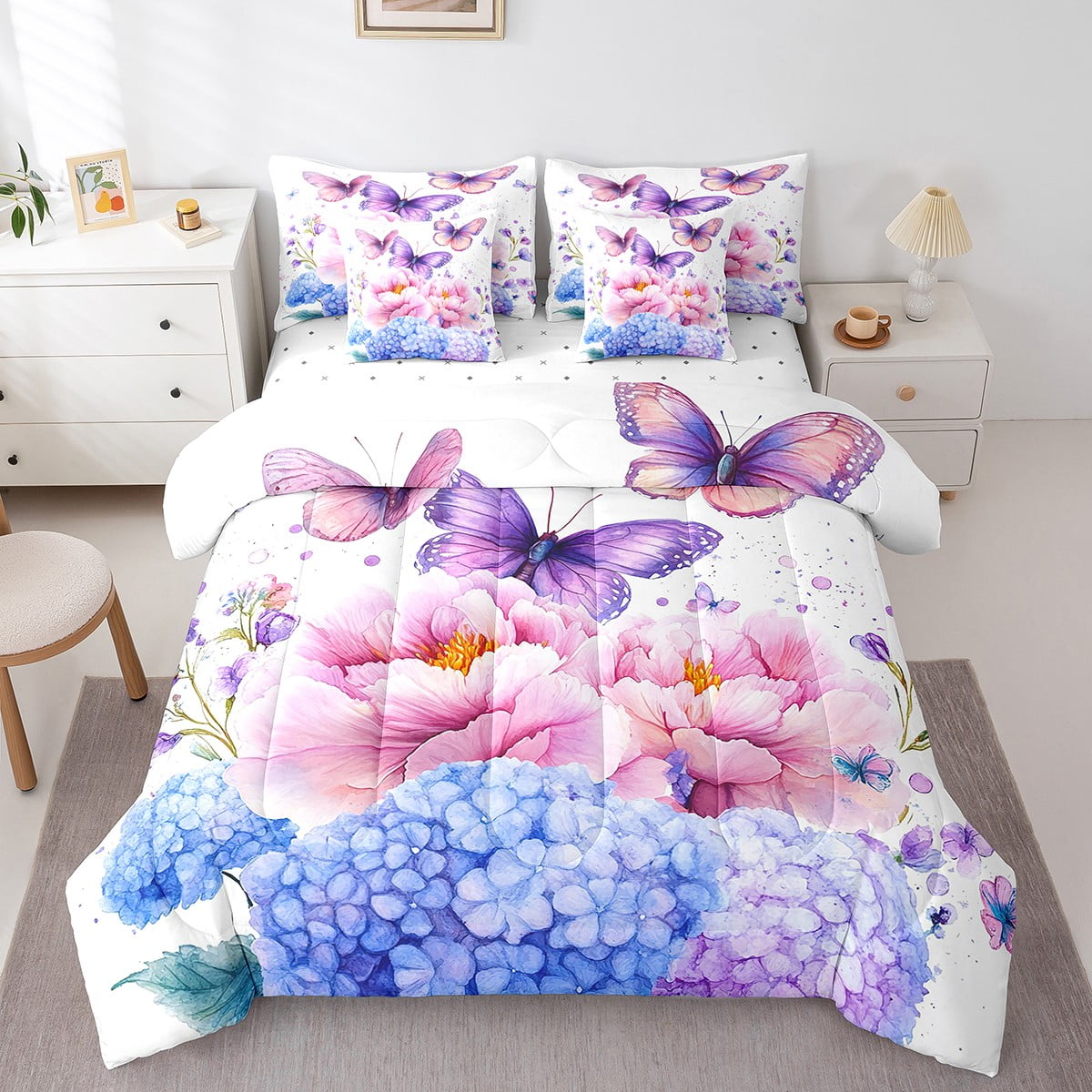 Purple Butterfly Twin Bedding Set 7 Pcs Dreamy Butterfly Bed In A Bag ...