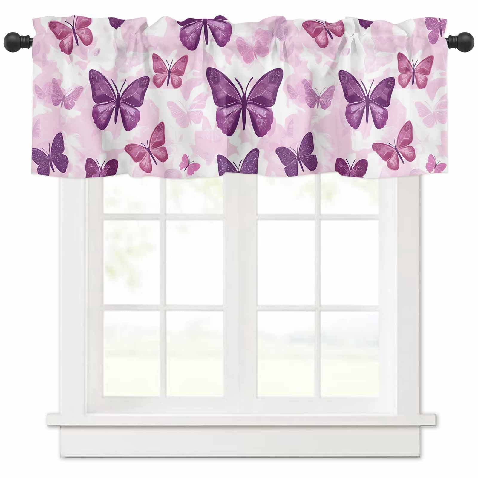 Purple Butterfly Valances for Windows Farmhouse Kitchen Curtains ...