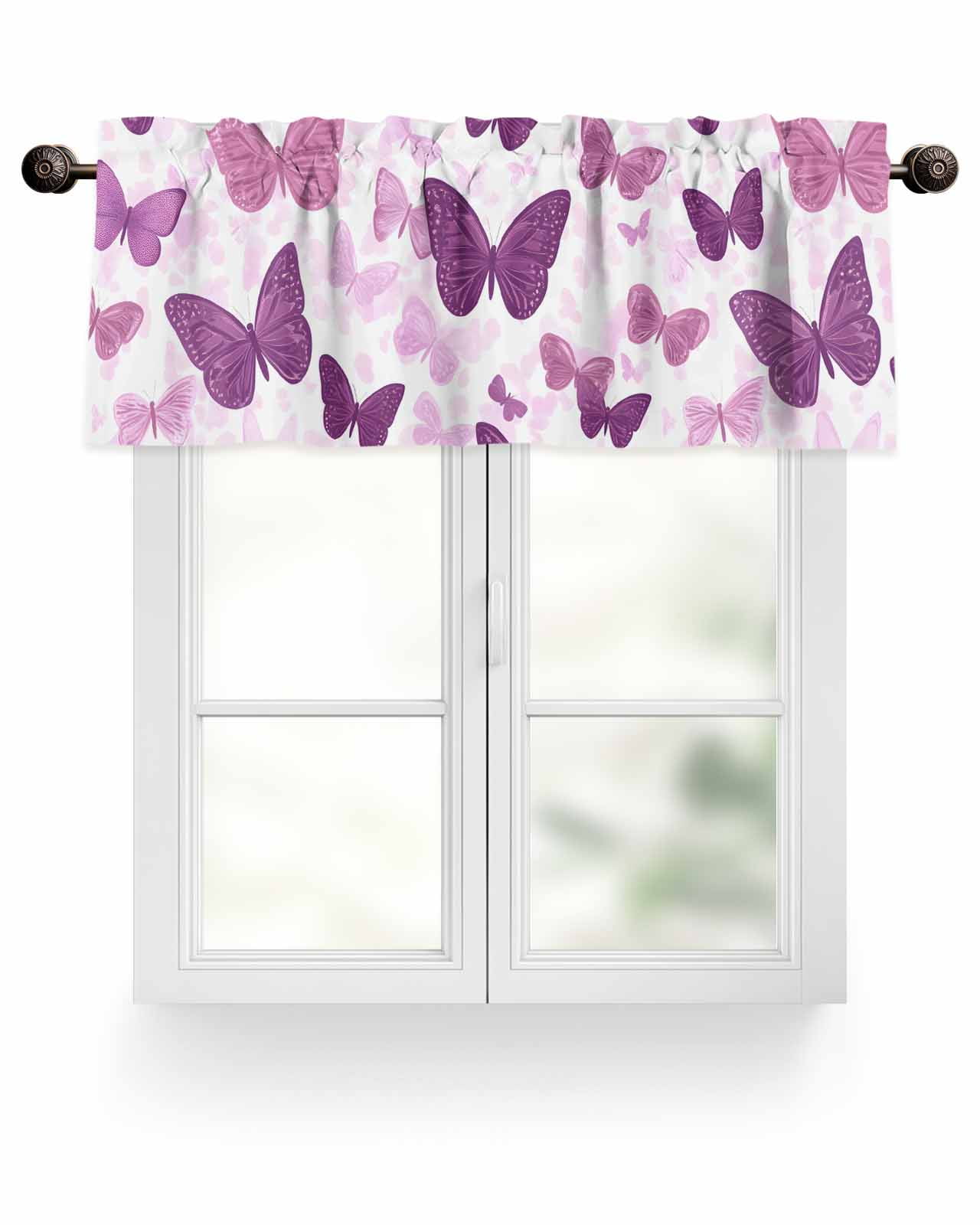 Purple Butterfly Valances for Windows Pink Bug Modern Art Cartoon Style ...