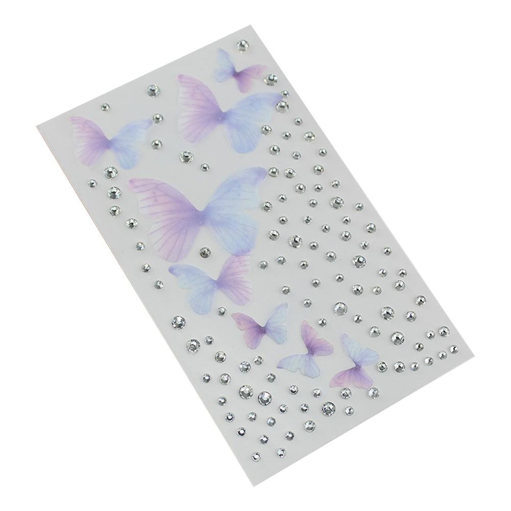 Purple Butterfly + White Diamond Face Diamond Sticker With Adhesive ...