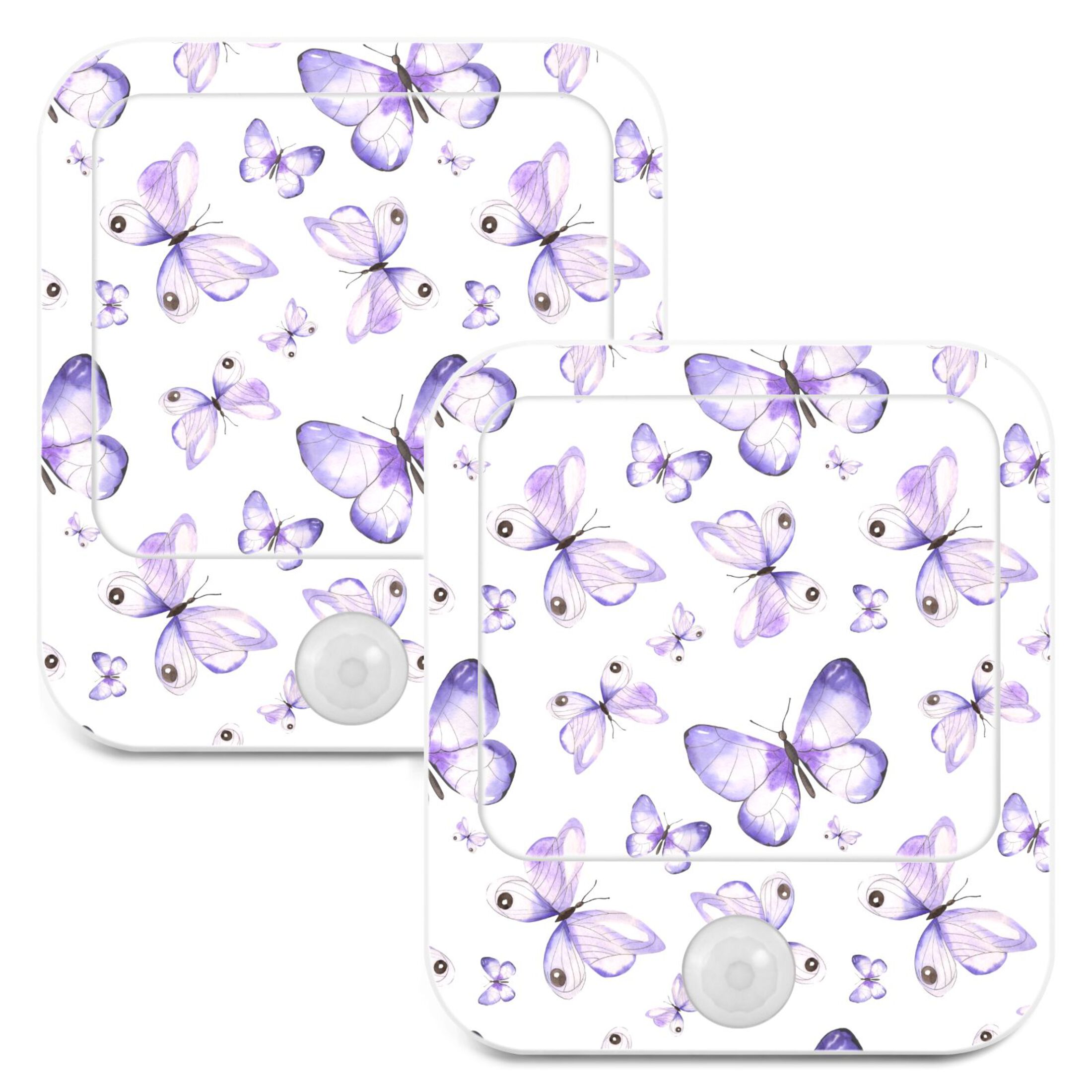 Purple Butterfly on White LED Motion Sensor Night Light Plug into Wall ...