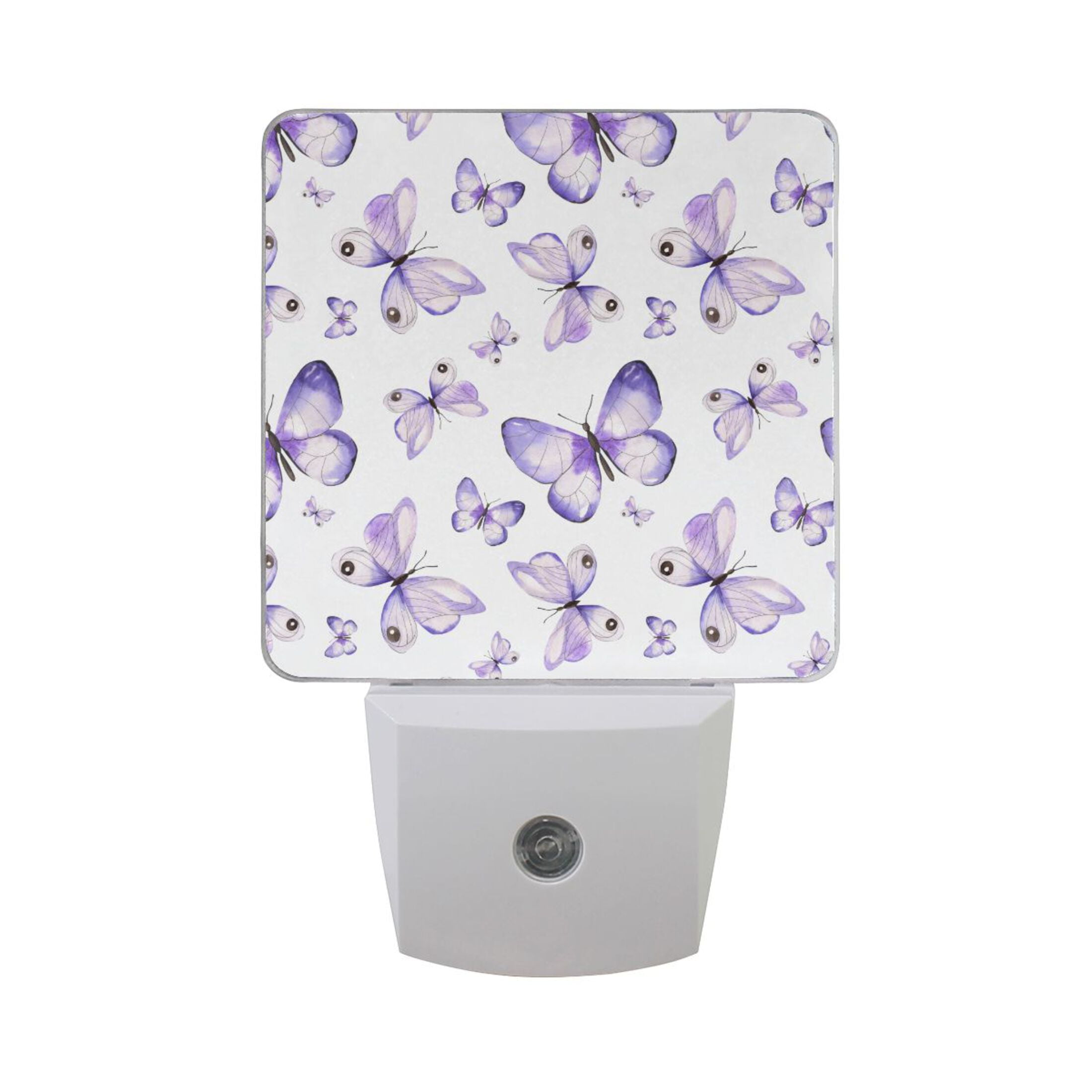 Purple Butterfly on White Night Light LED Dusk to Dawn Night Lamp Auto ...