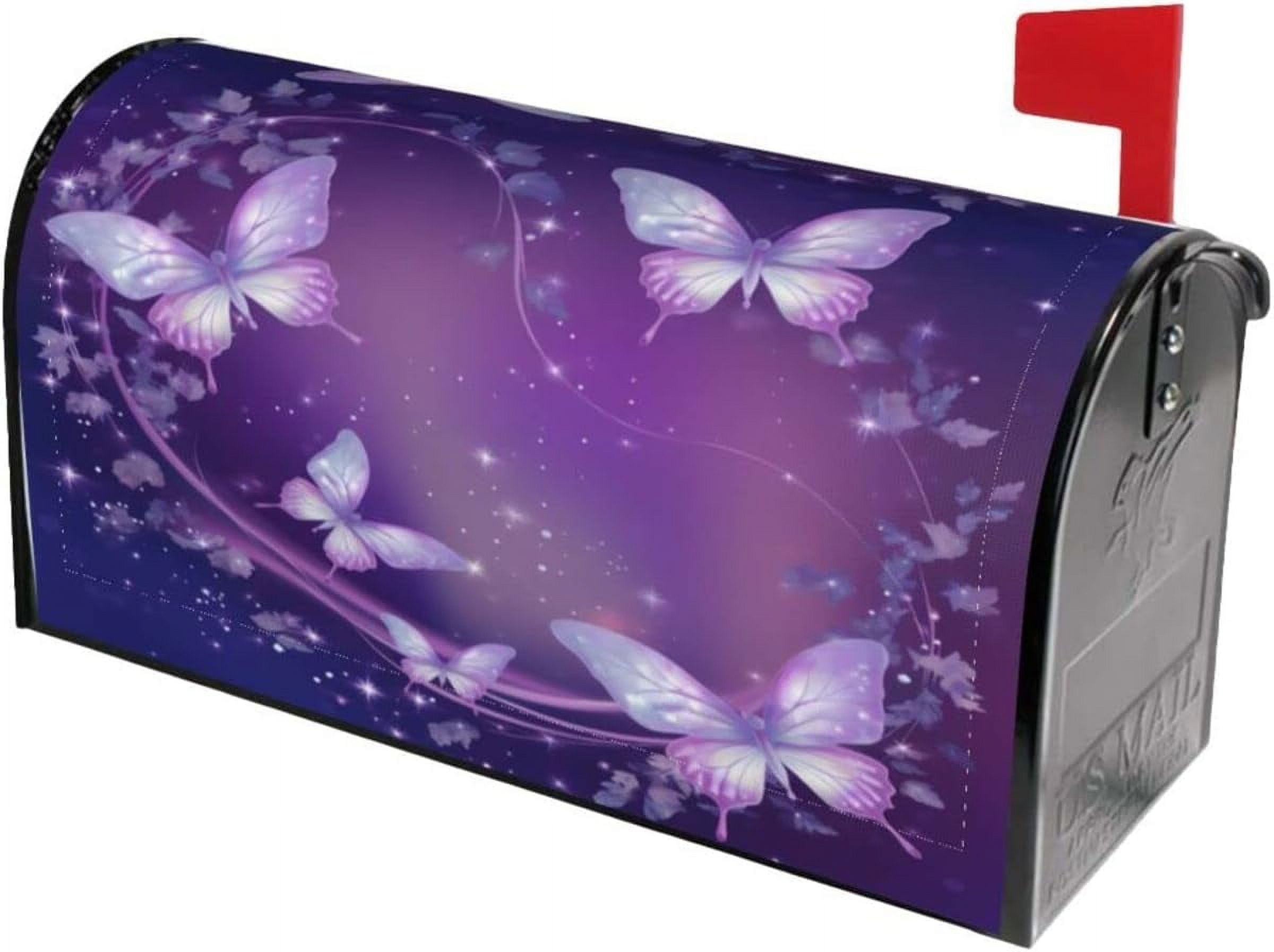 Purple Butterfly with Glowing Firework and Sparkle Star Mailbox Covers ...