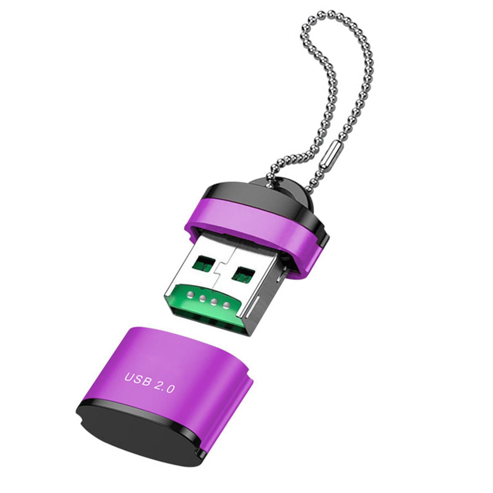 Purple (C) $ Aluminum shell with chain Mini TF card reader USB2.0 T ...