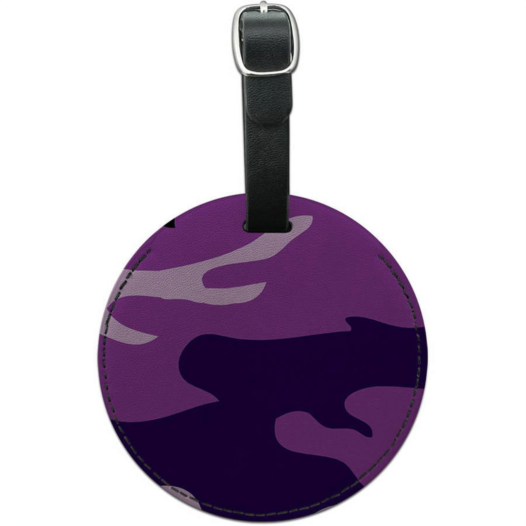 Purple Camouflage Army Soldier Round Leather Luggage ID Tag Suitcase ...