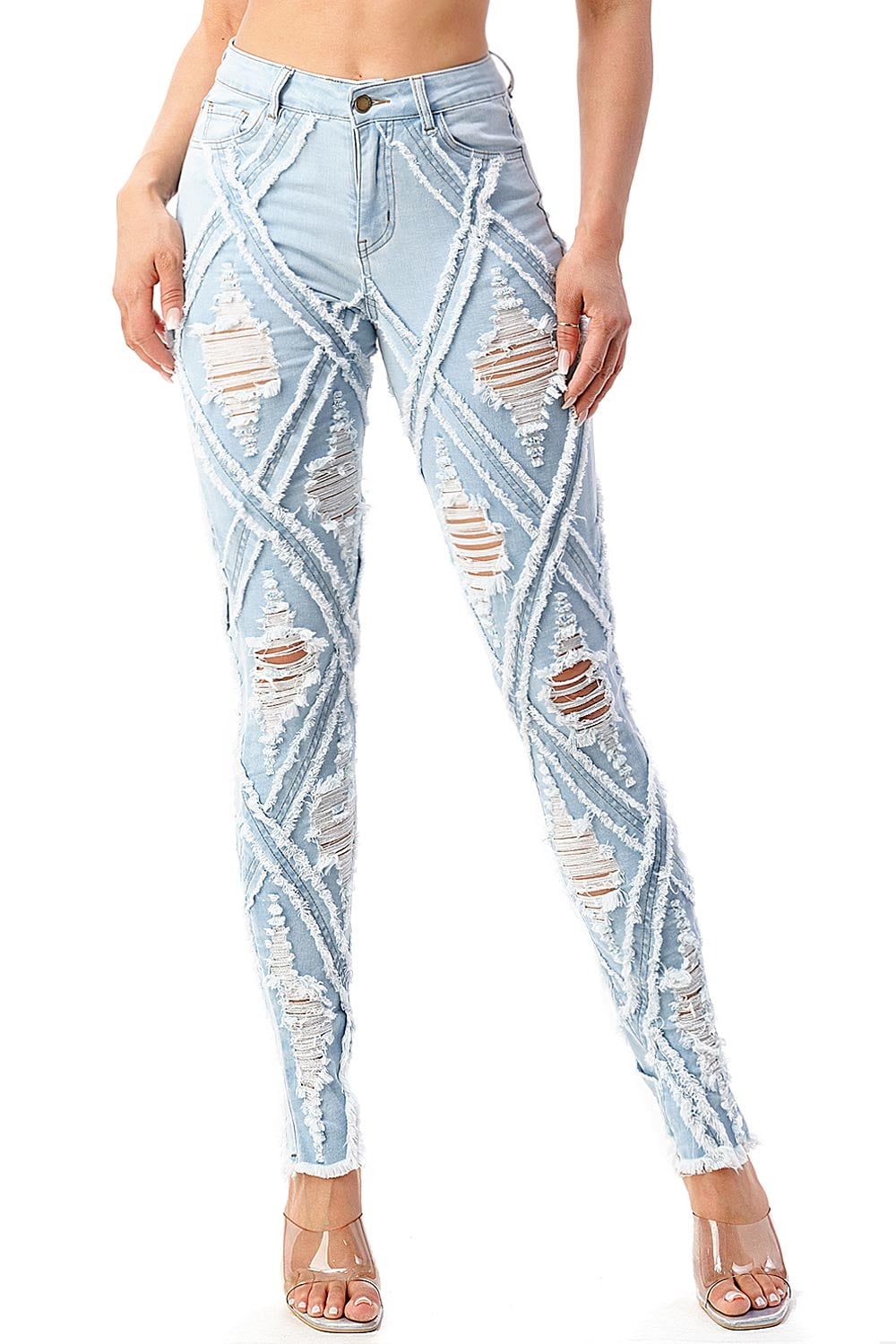Purple Candy Womens Juniors Extreme Distressed Denim Skinnys (Small ...