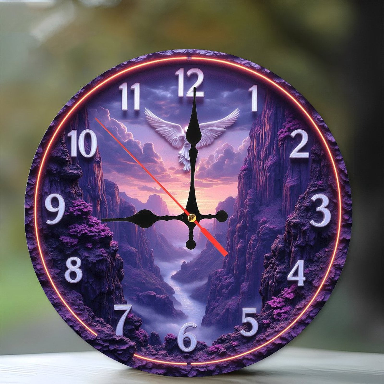 Purple Canyon Dove Sunset Wall Clock 10-Inch Silent Wooden Wall Clock ...