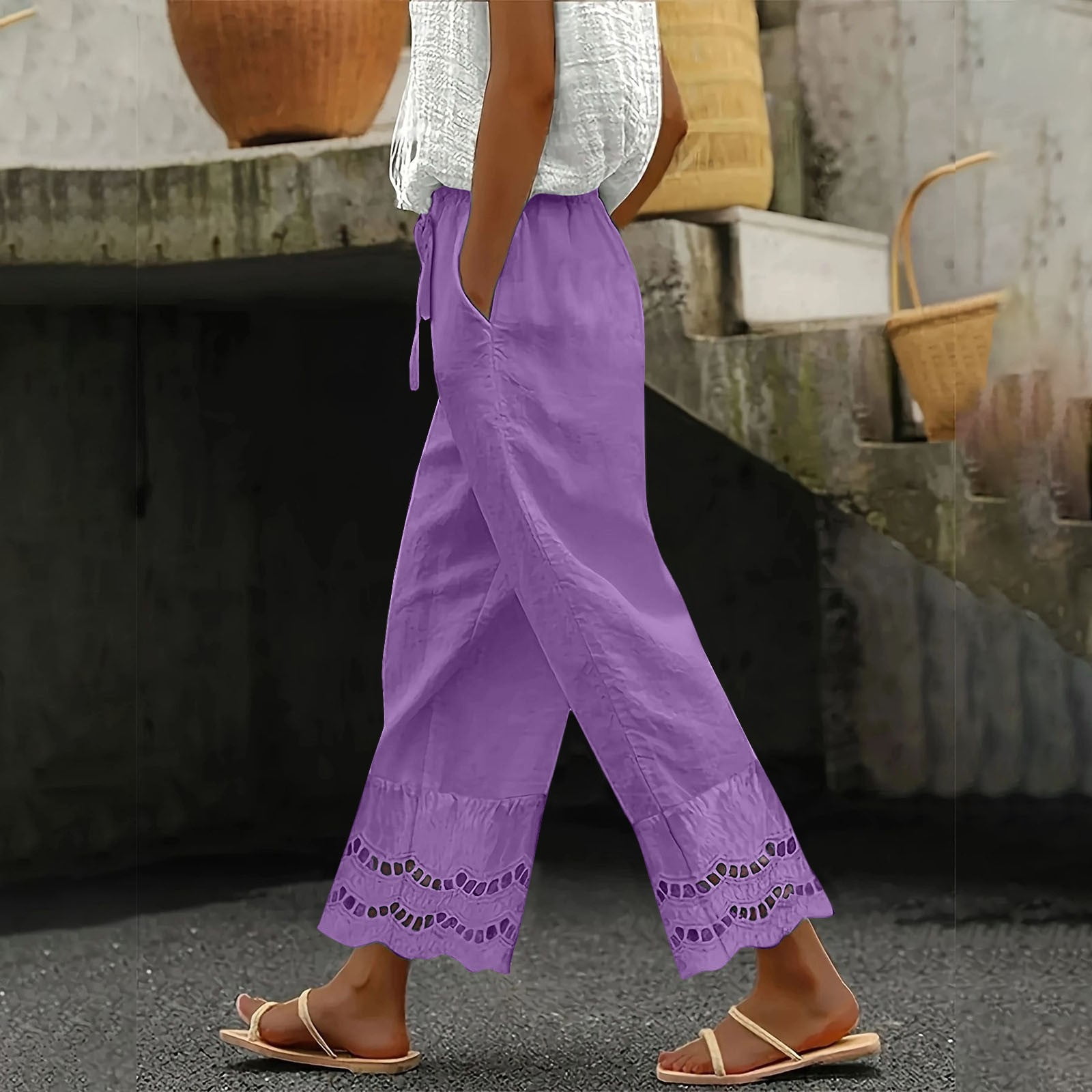 Purple Cargo Pants Women Summer 2025 New Women's Casual Loose Fitting ...