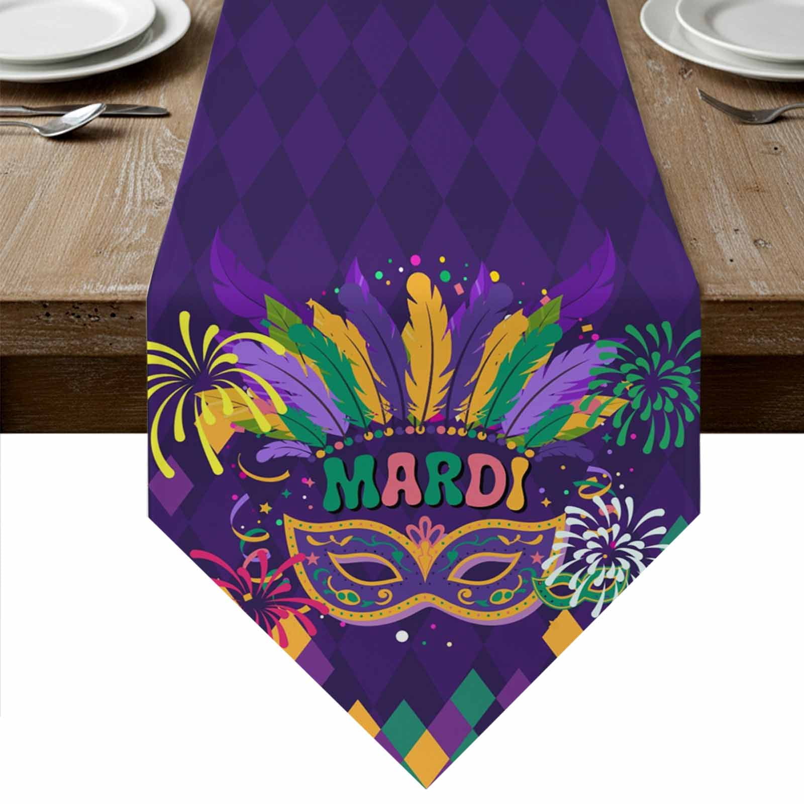 Purple Carnival Table Runner Linen Burlap Table Runner 90 Inches Long ...