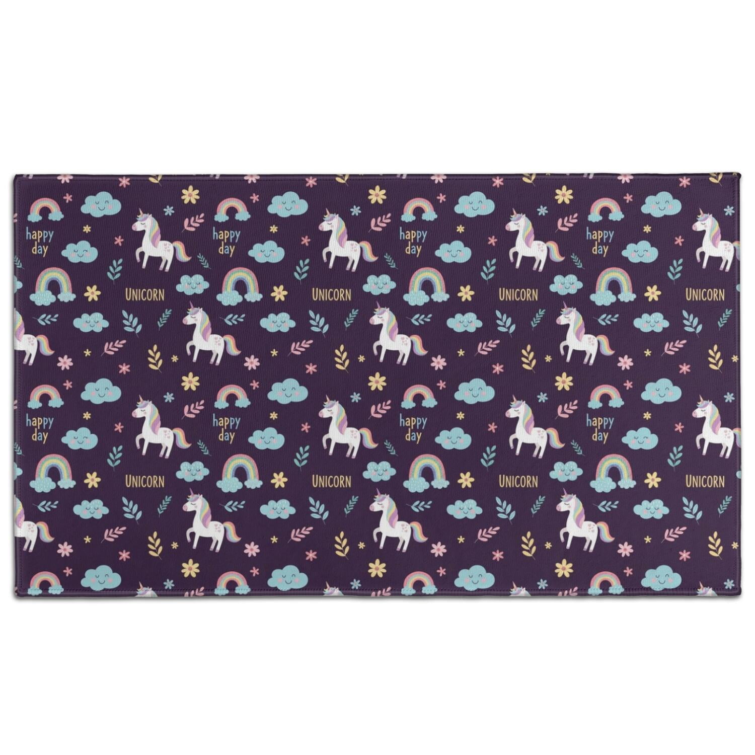 Purple Cartoon Unicorn Rainbow Door Rugs,Washable Non Slip Door Mats ...