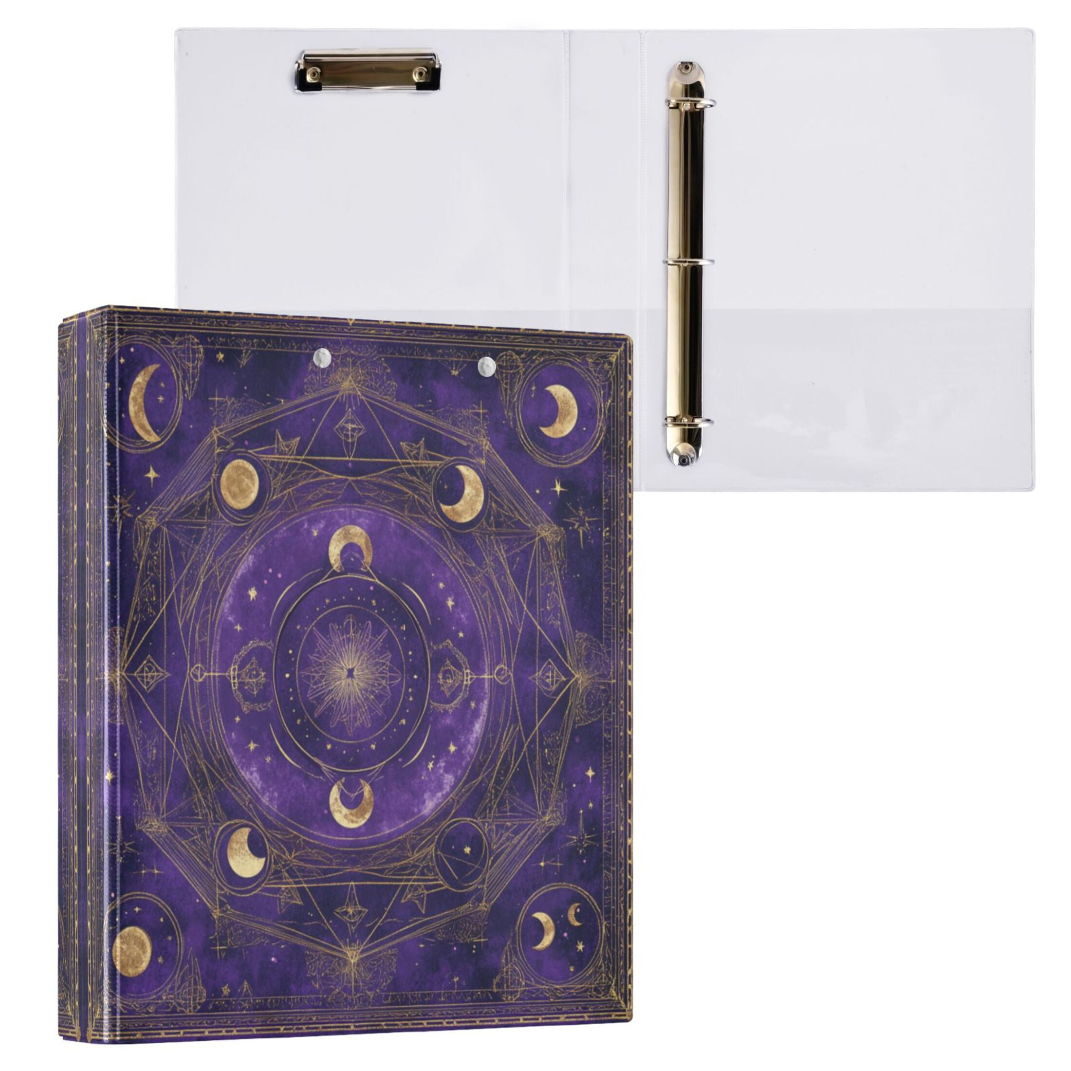 Purple Celestial Pattern 3 Ring Hardcover Binders 1.5in Round Rings for ...