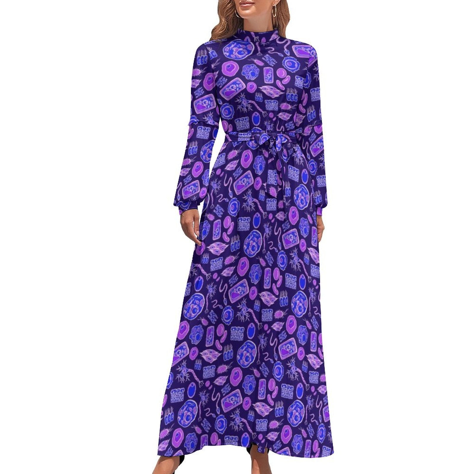 Purple Cell Type Pattern Long Dress Bride dresses Evening dresses loose ...