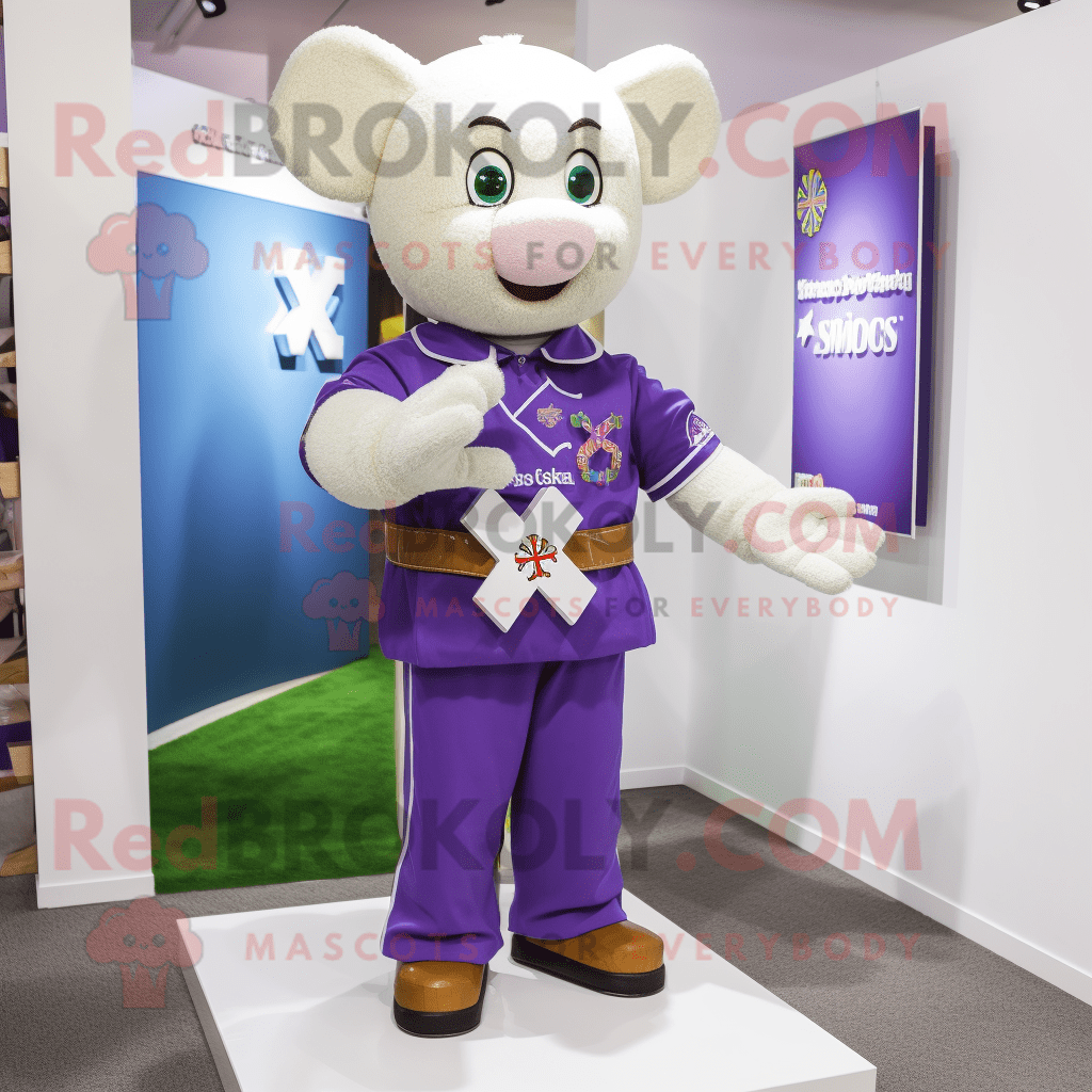 Purple Celtic Cross REDBROKOLY mascot costume character dressed with a ...