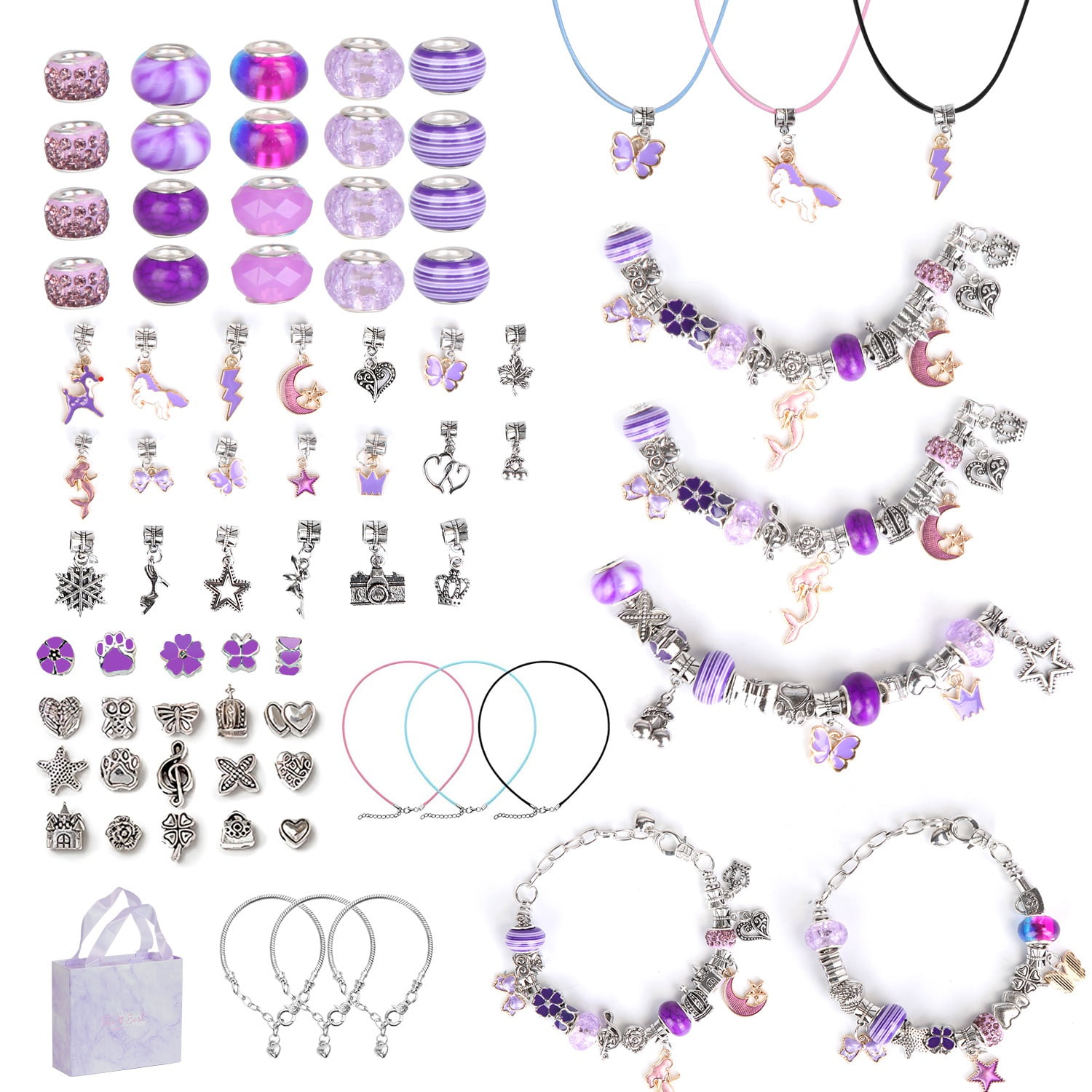 Purple Charm Bracelet Making Kit TeqHome Jewelry Making Kit Trendy ...