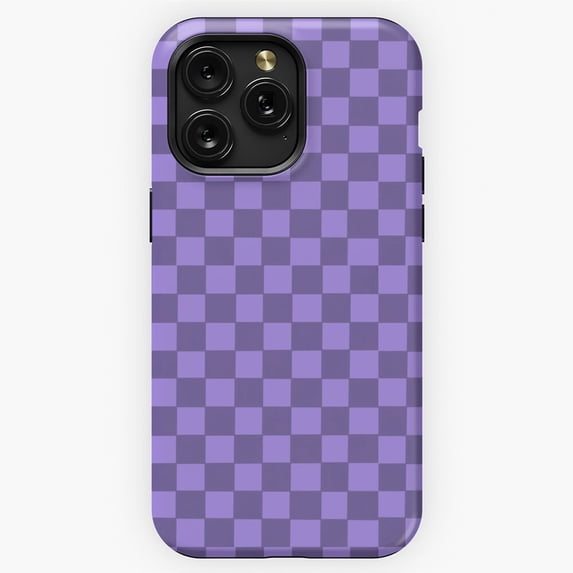 Purple Checker Pattern Minimal Grid Art Phone Case for iPhone 17 16 15 ...