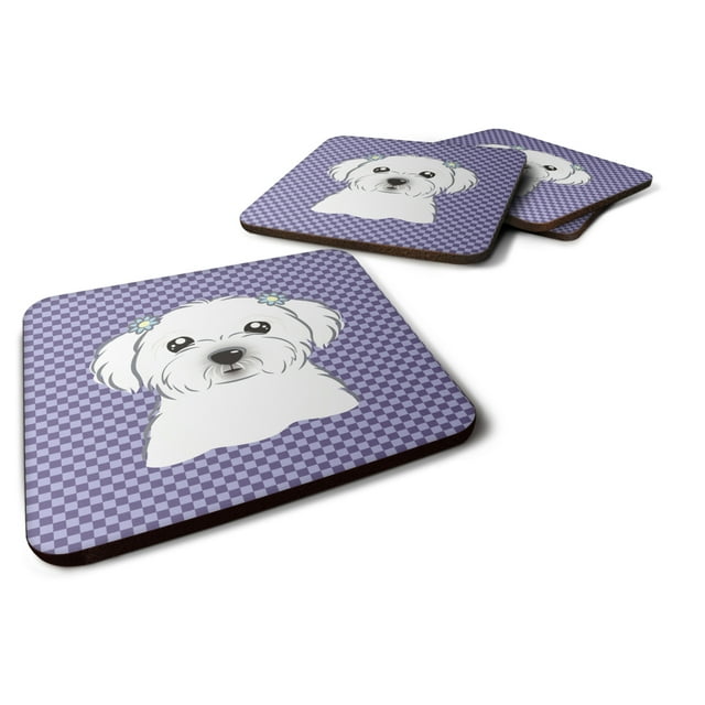 Purple Checkered Maltese Foam Coaster Set of 4 - Walmart.com