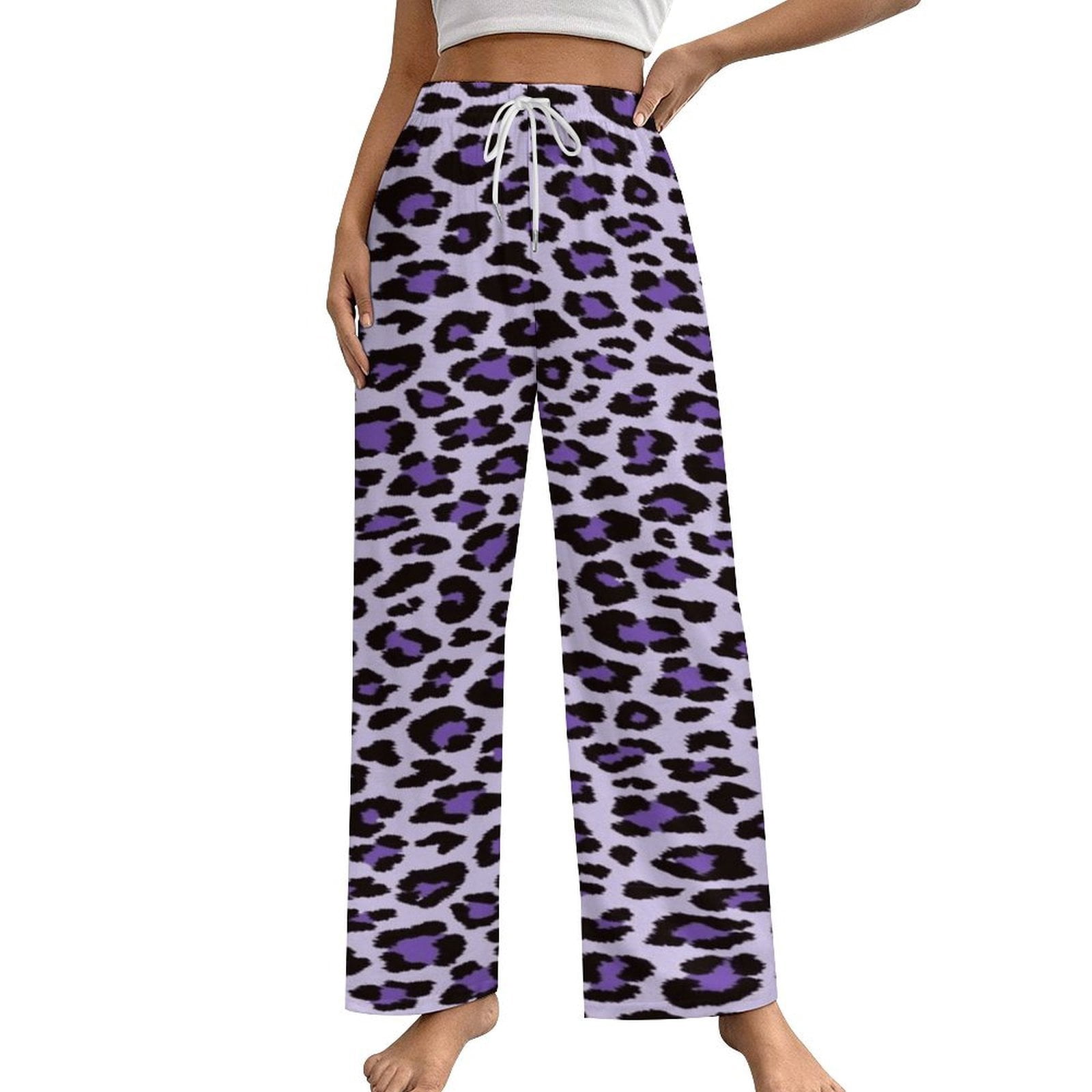 Purple Cheetah Print Pajamas Leisure Trousers Soft Warm Sleepwear ...