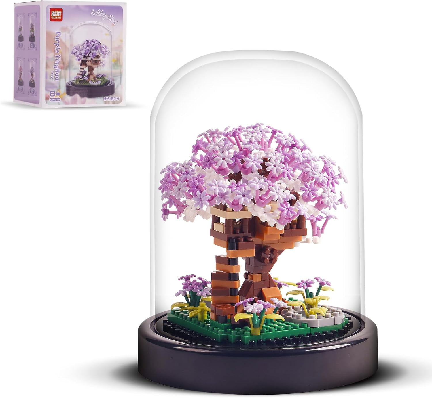 Purple Cherry Blossom Bonsai Tree Micro Building Blocks, Sakura Tree ...