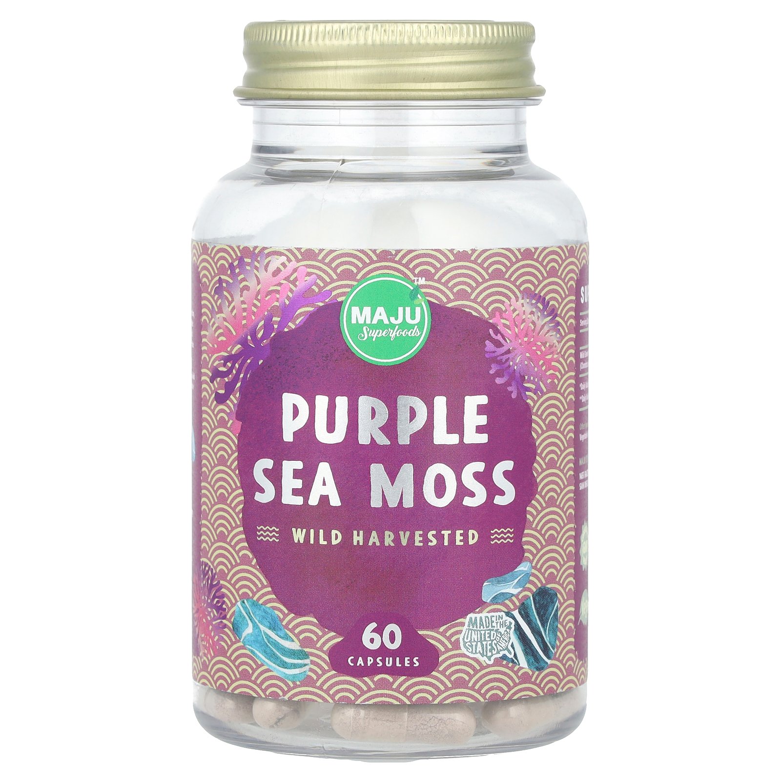 Maju Superfoods Purple Chondrus Crispus Sea Moss Capsules, Irish ...