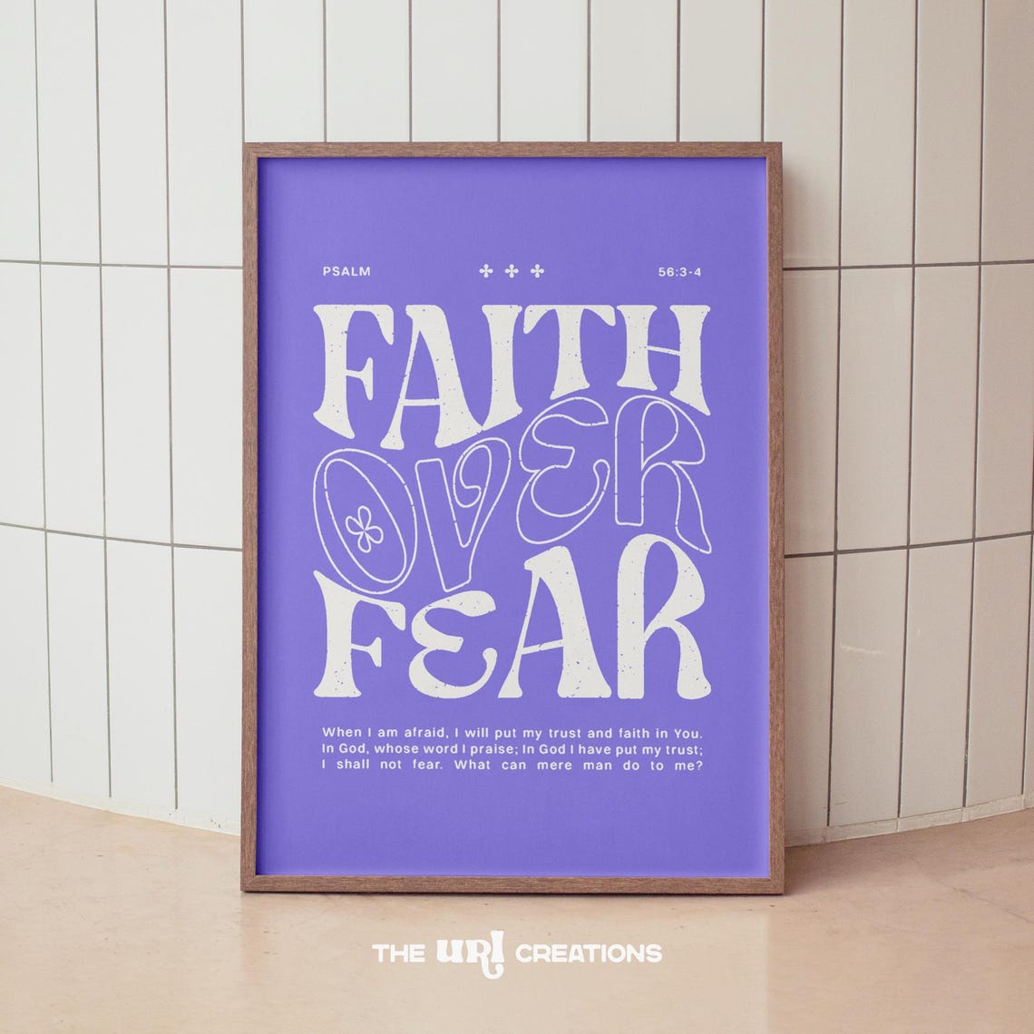 Purple Christian Wall Art, Faith Over Fear Bible Verse Wall Art, Preppy ...