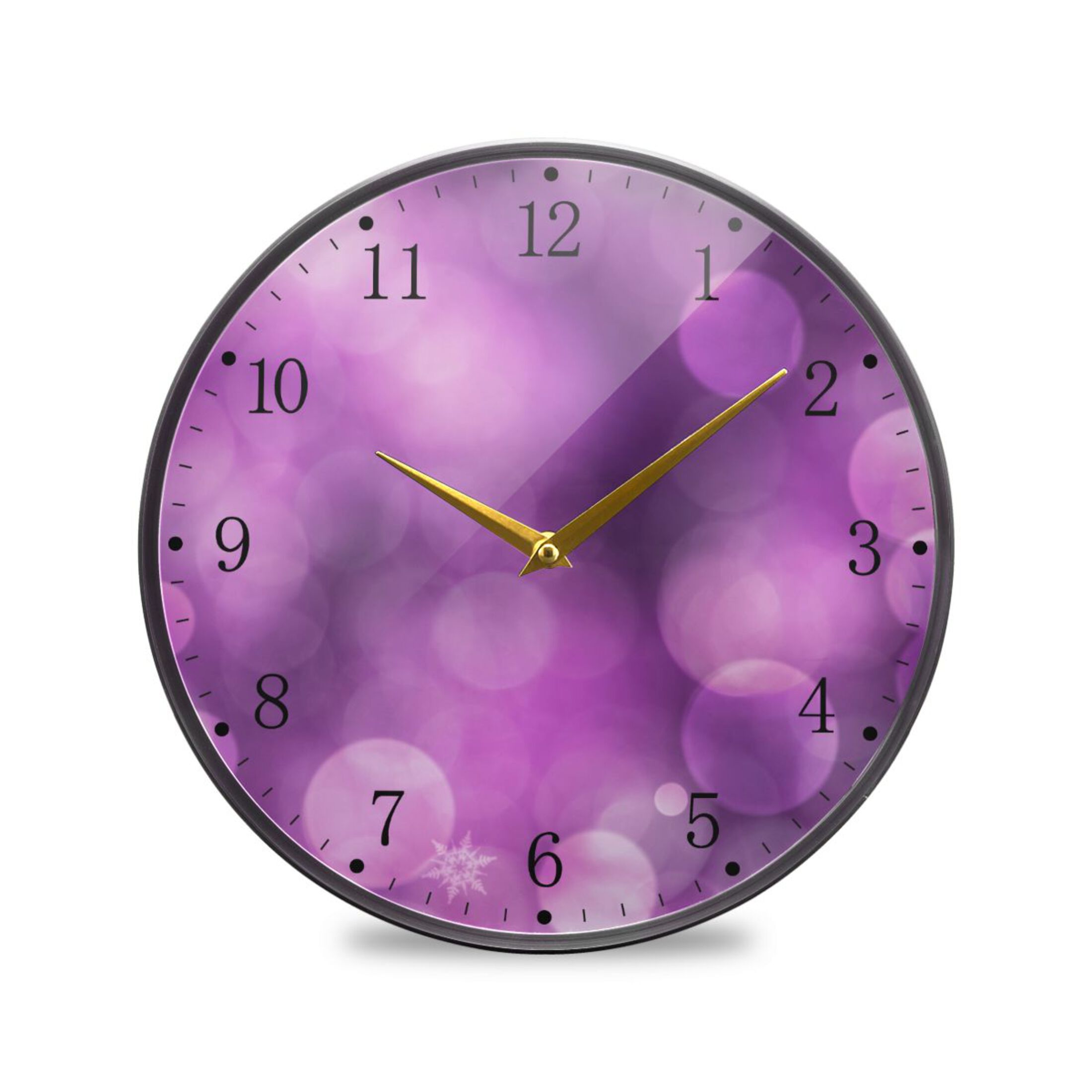 Purple Christmas Acrylic Wall Clocks Quiet Round Clock Battery Operated ...