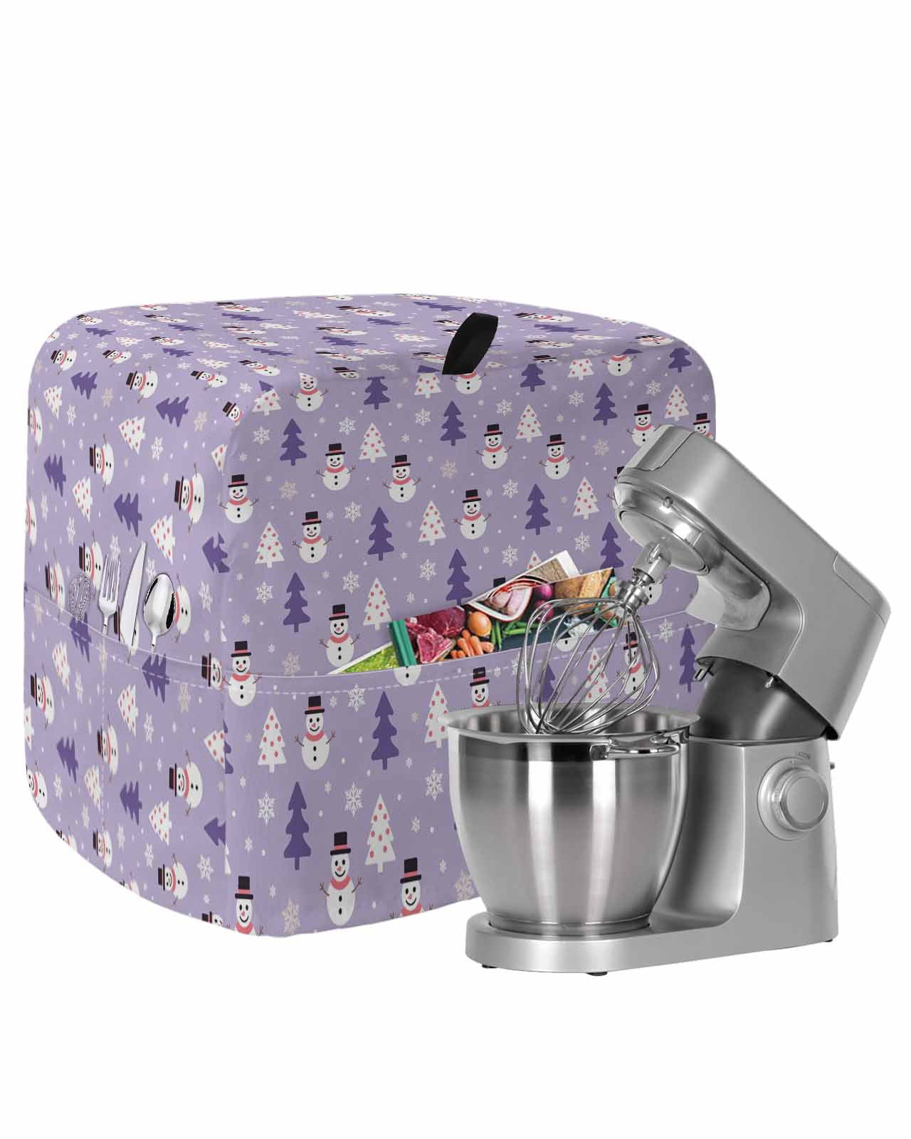Purple Christmas Snowman Stand Mixer Dust Cover with Storage Pocket ...