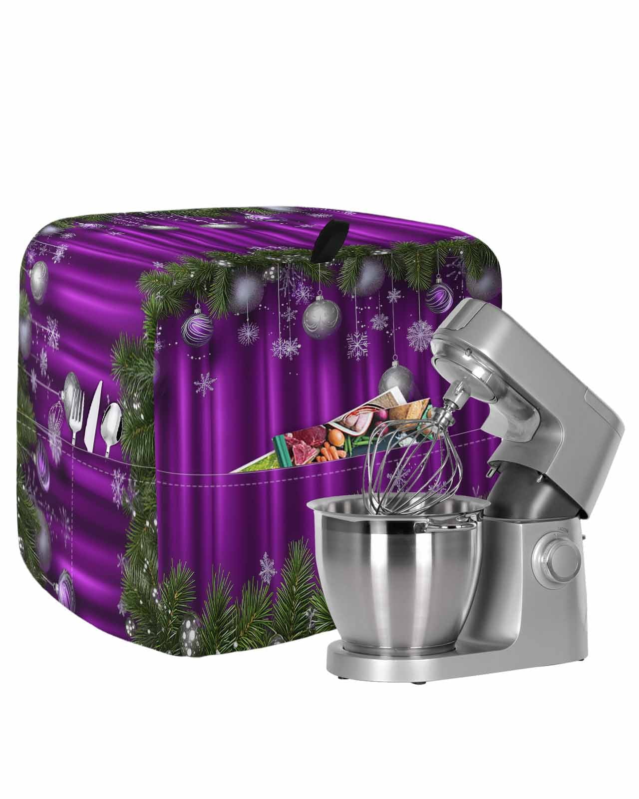 Purple Christmas Stand Mixer Dust Cover with Storage Pocket & Handles ...