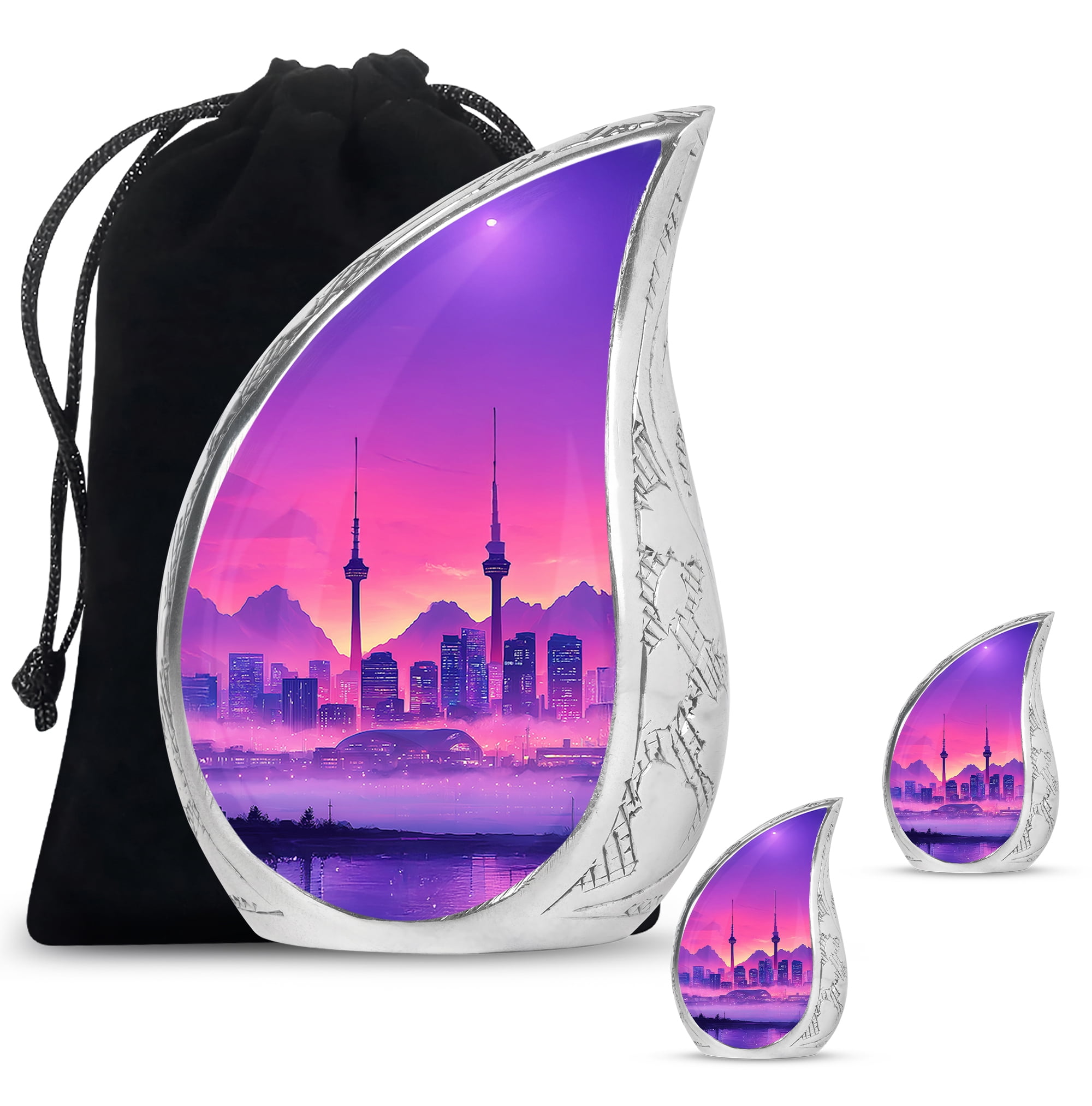 Purple City Skyline Mini Urn For Ashes Adult Male - Large Urns For ...