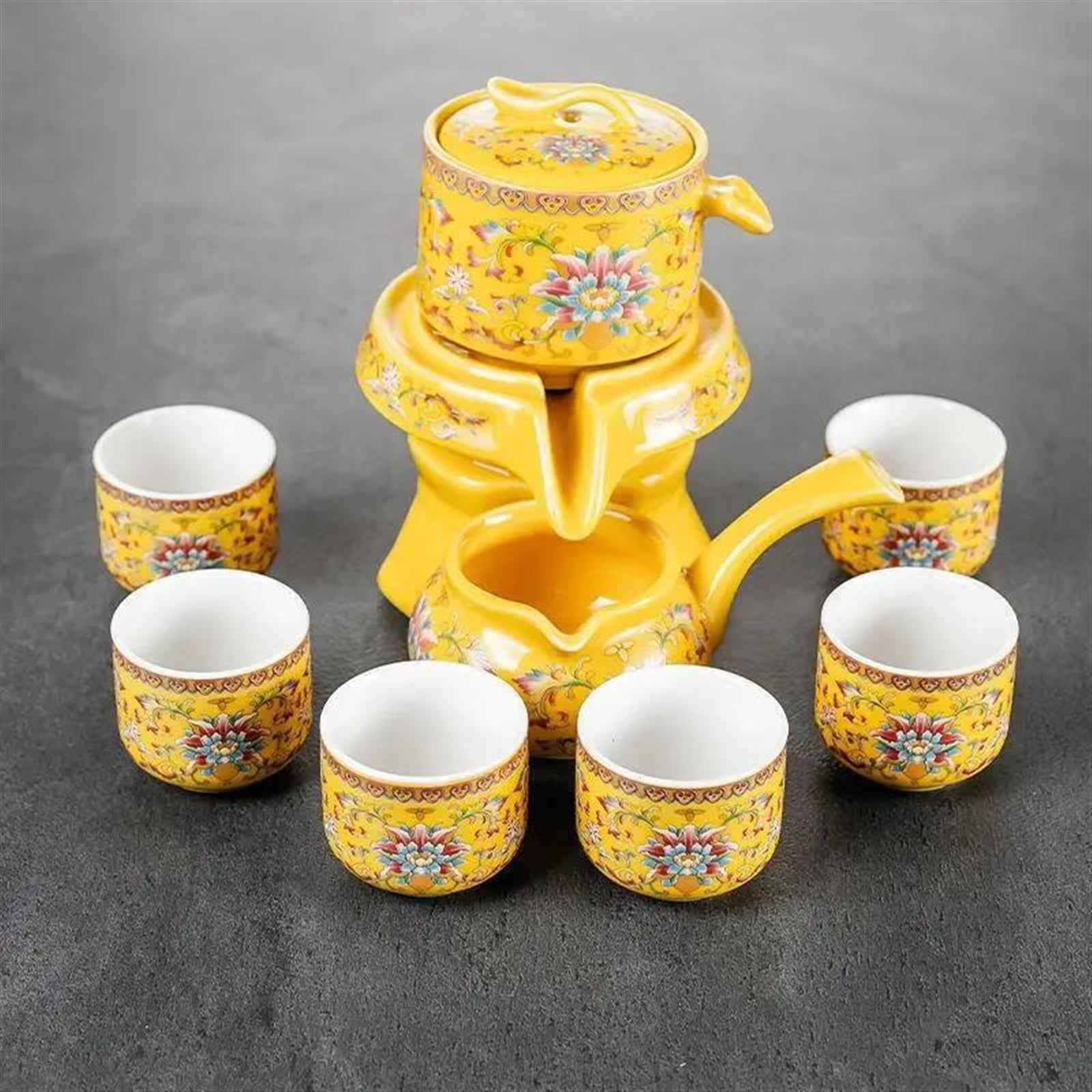 Purple Clay Ceramic Teapot And Teacup Stone Mill Automatic Rotation ...