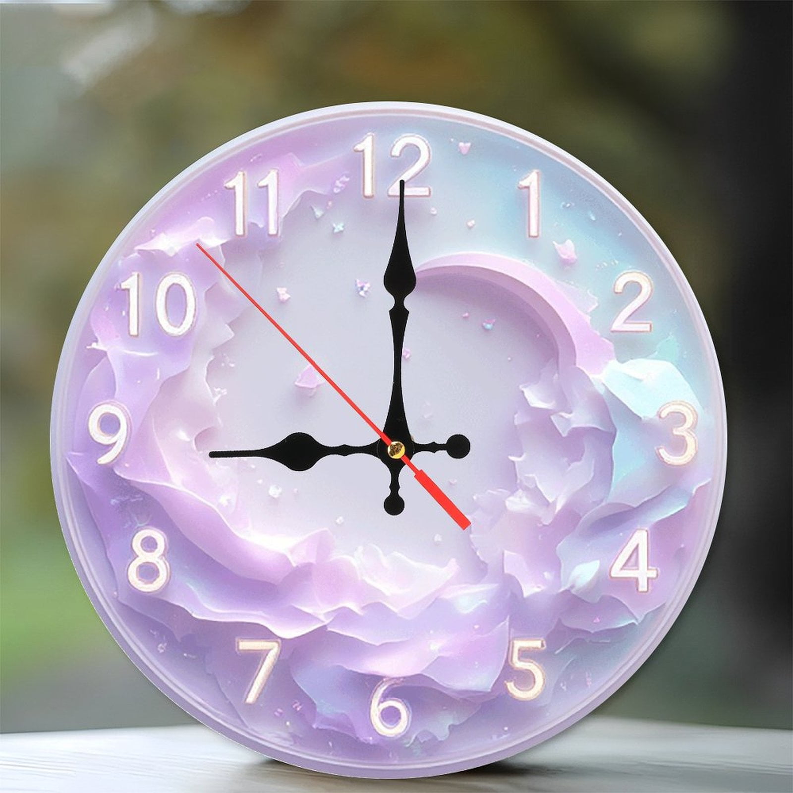 Purple Cloud Moon Wall Clock 10-Inch Silent Wooden Wall Clock, Battery ...