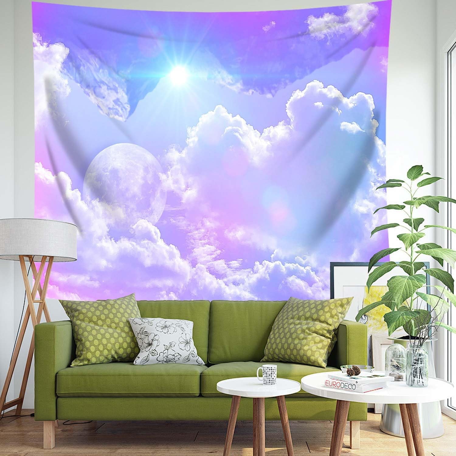 Purple Cloud Tapestry Wall Hanging Aesthetic Backdrop Pastel Ceiling ...