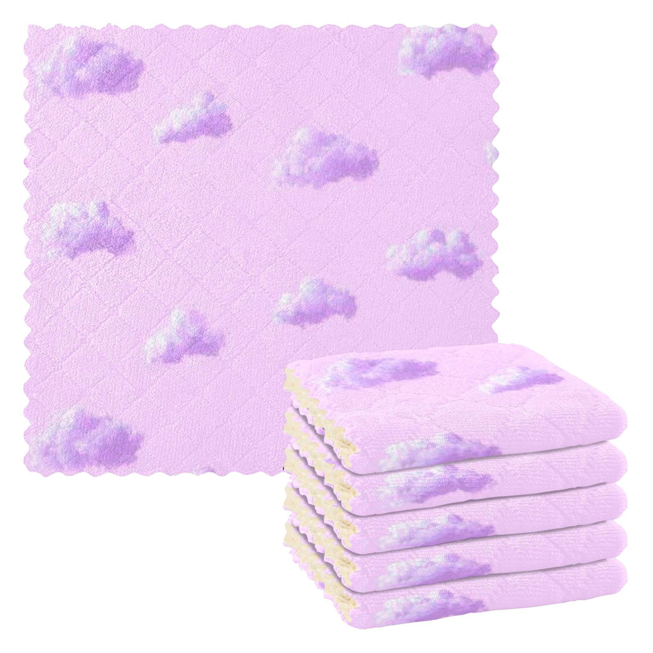 Purple Clouds Dish Towels 6 Pack Kitchen Cleaning Dish Cloths Absorbent ...