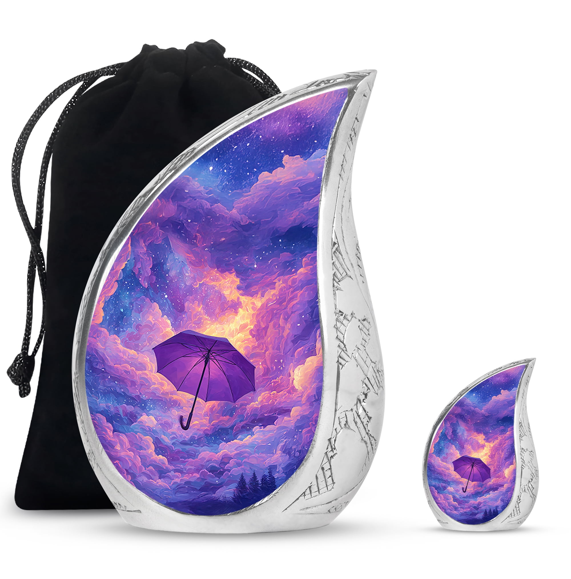 Purple Clouds With Umbrella Large Urns For Human Ashes Adult Man - Urn ...