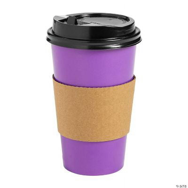Purple Coffee Cups with Lids & Sleeves, Party, Party Supplies, 12 Pcs ...