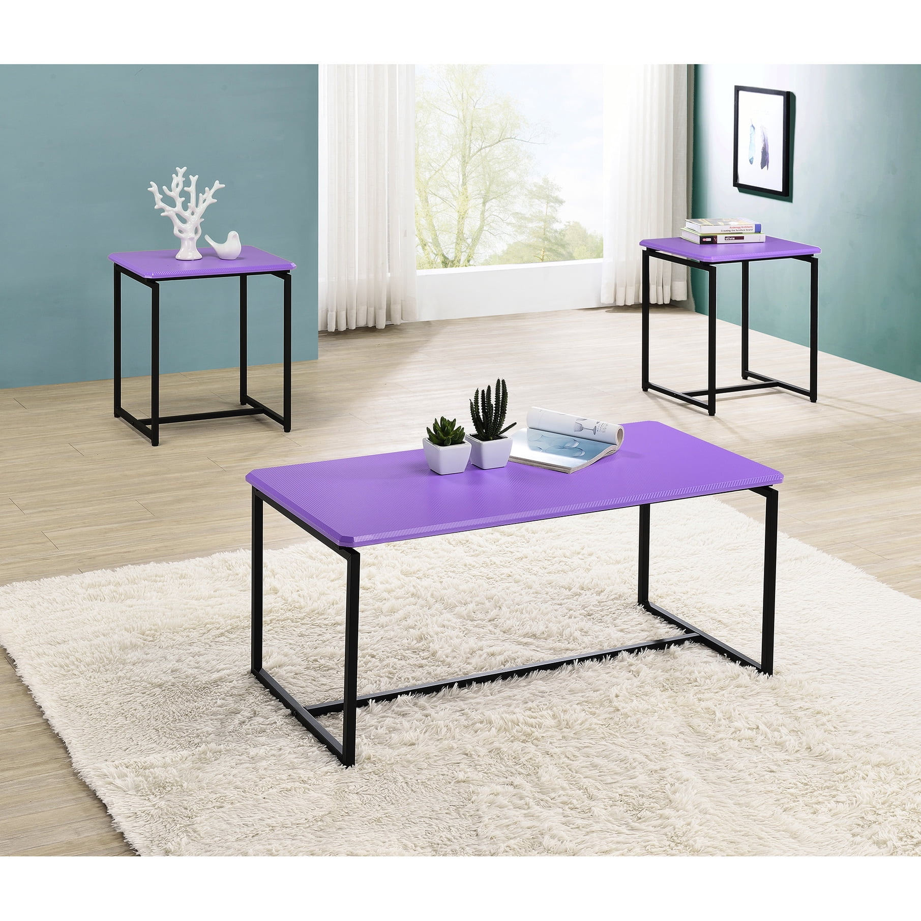 Purple Coffee and End Table Set | Carbon Fiber Wrap for Elegance ...