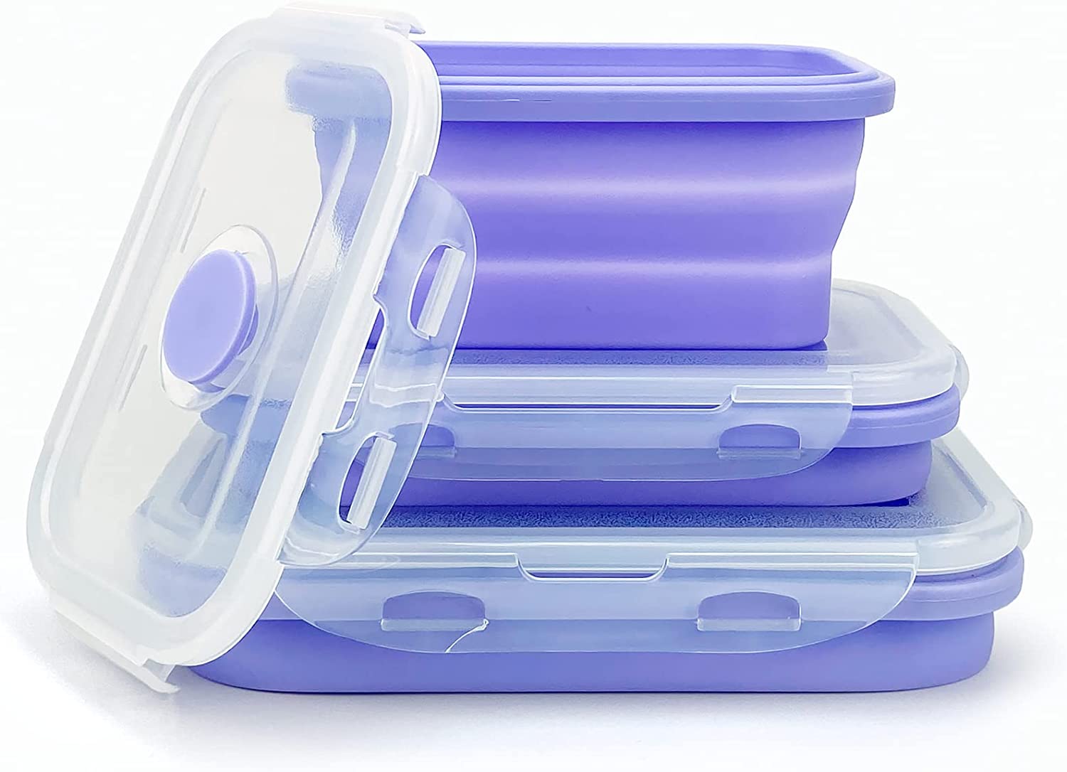 Purple Collapsible Meal Prep Containers Camping Bowls Silicone Bento ...