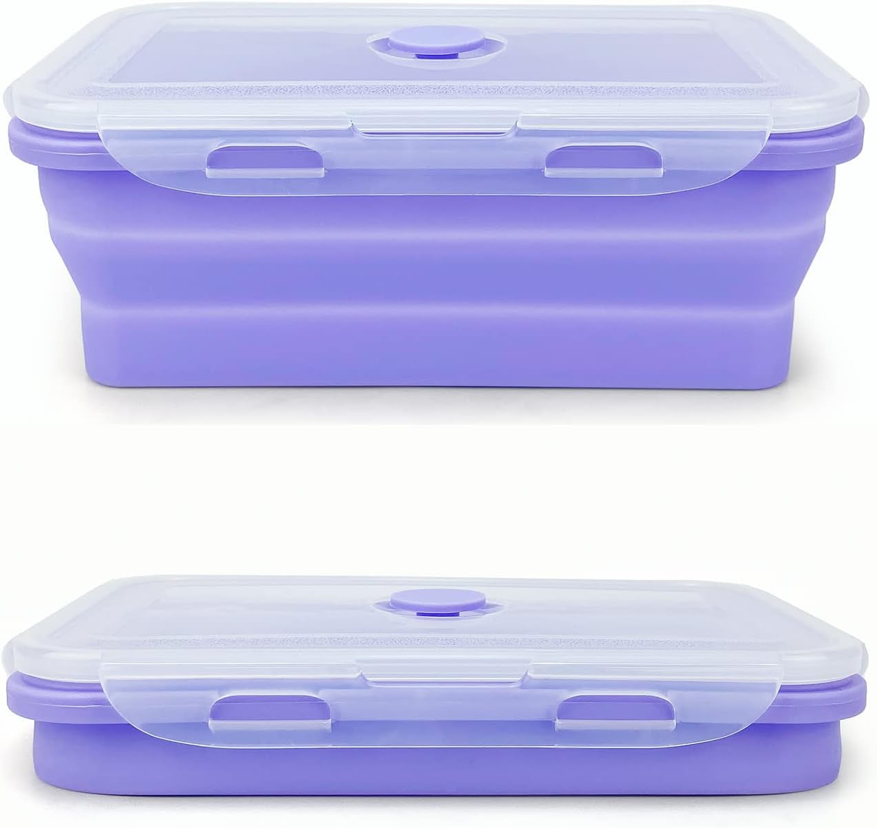 Purple Collapsible Sandwich Container, Silicone Lunch Container Bento ...