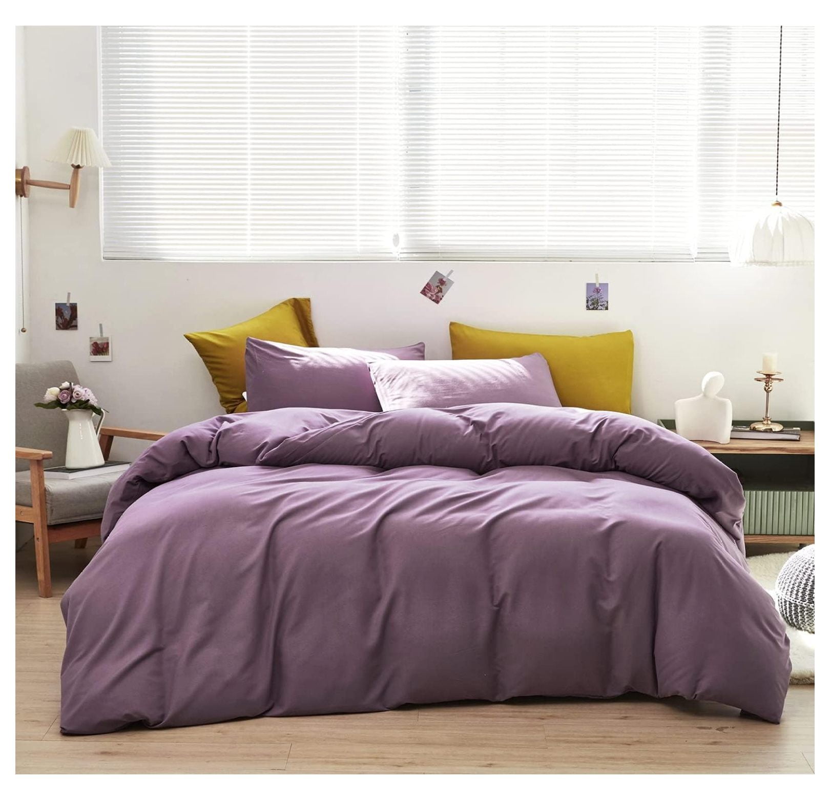 Purple Comforter Set Grape Color Bedding Set 3 Pieces Solid Purple ...