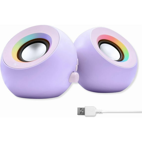 Purple Computer Speakers for Desktop PC with RGB Lighting, Bluetooth ...