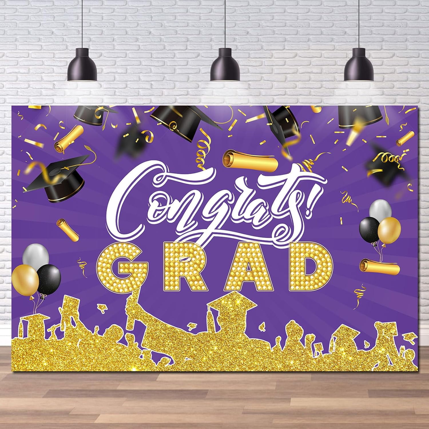 Purple Congrats Grad Backdrop, Class of 2025 Graduation Party ...