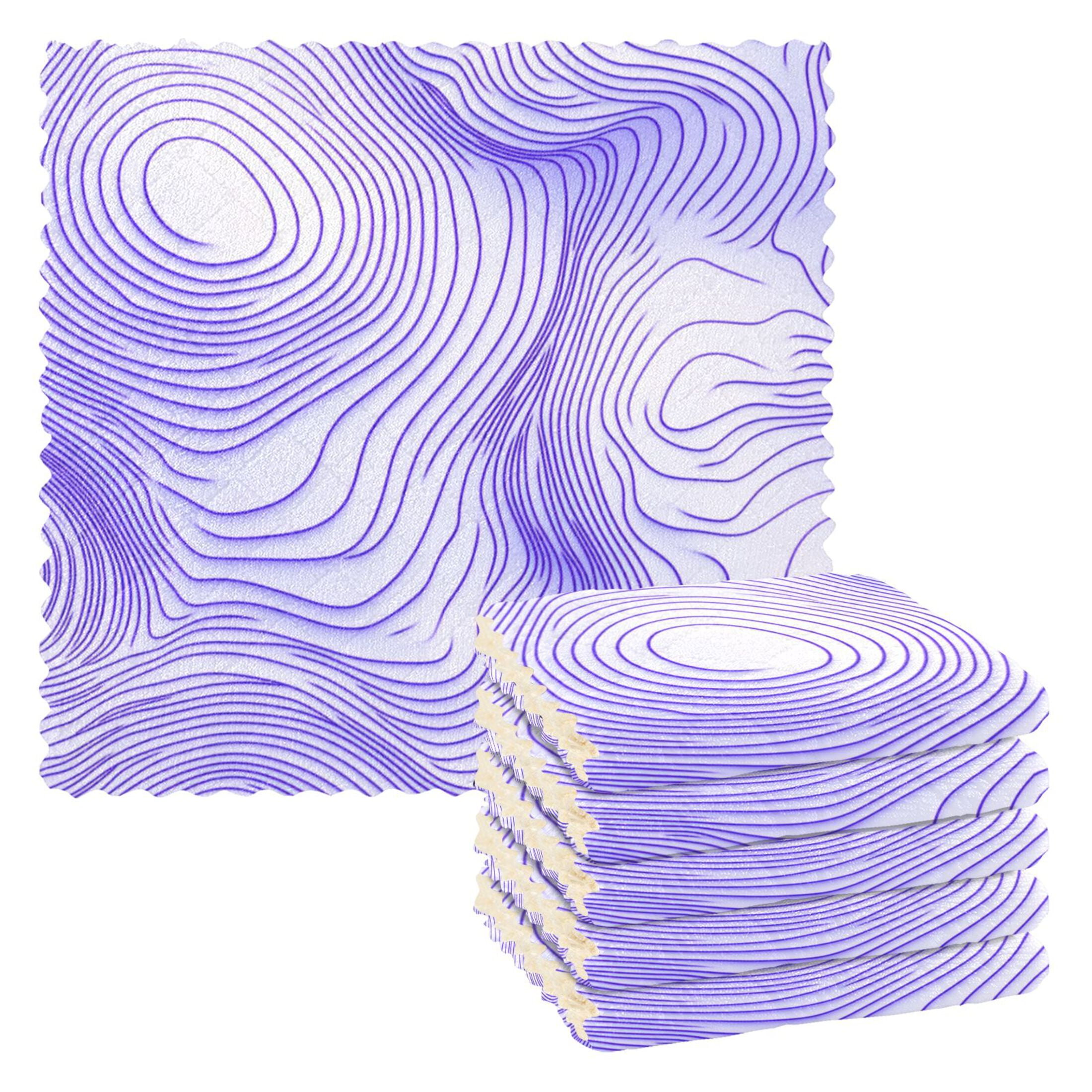Purple Contour Lines Pattern 6 Pack Kitchen Cleaning Cloths 11'' x 11 ...